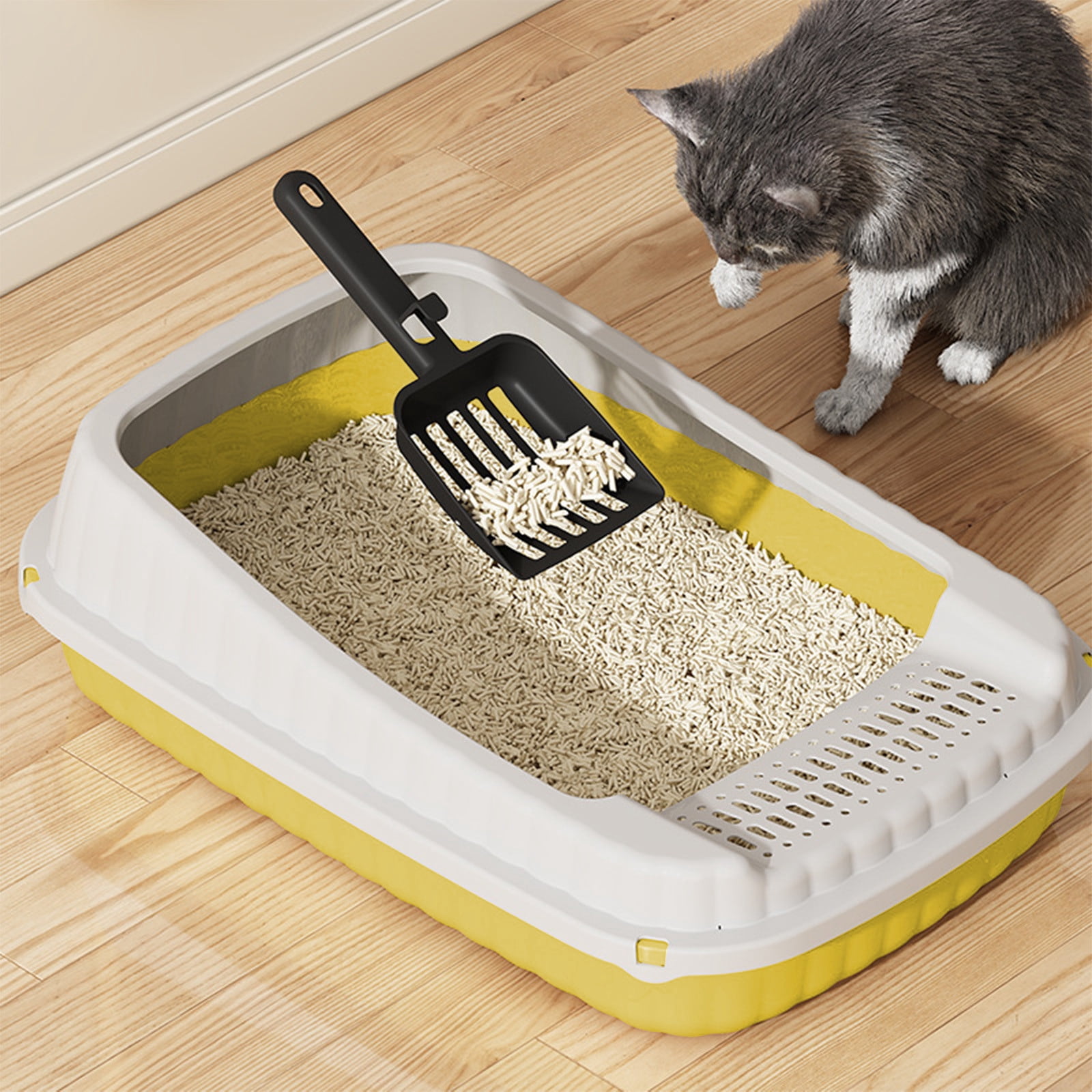 CQCYD under $5 Open Top Cat Litter Box with High Side, Anti-Splashing ...