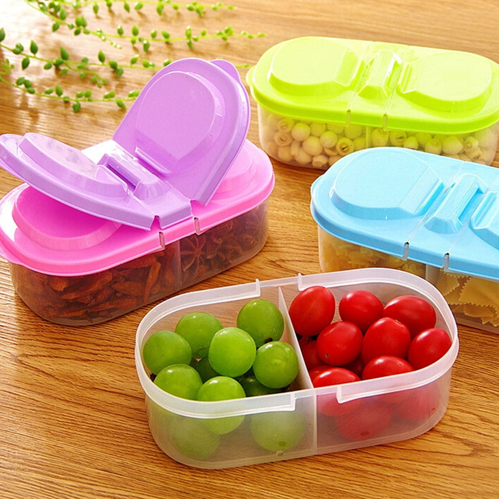 CQCYD under $5 Plastic Snack Containers with Lids, 2 Compartment Food ...