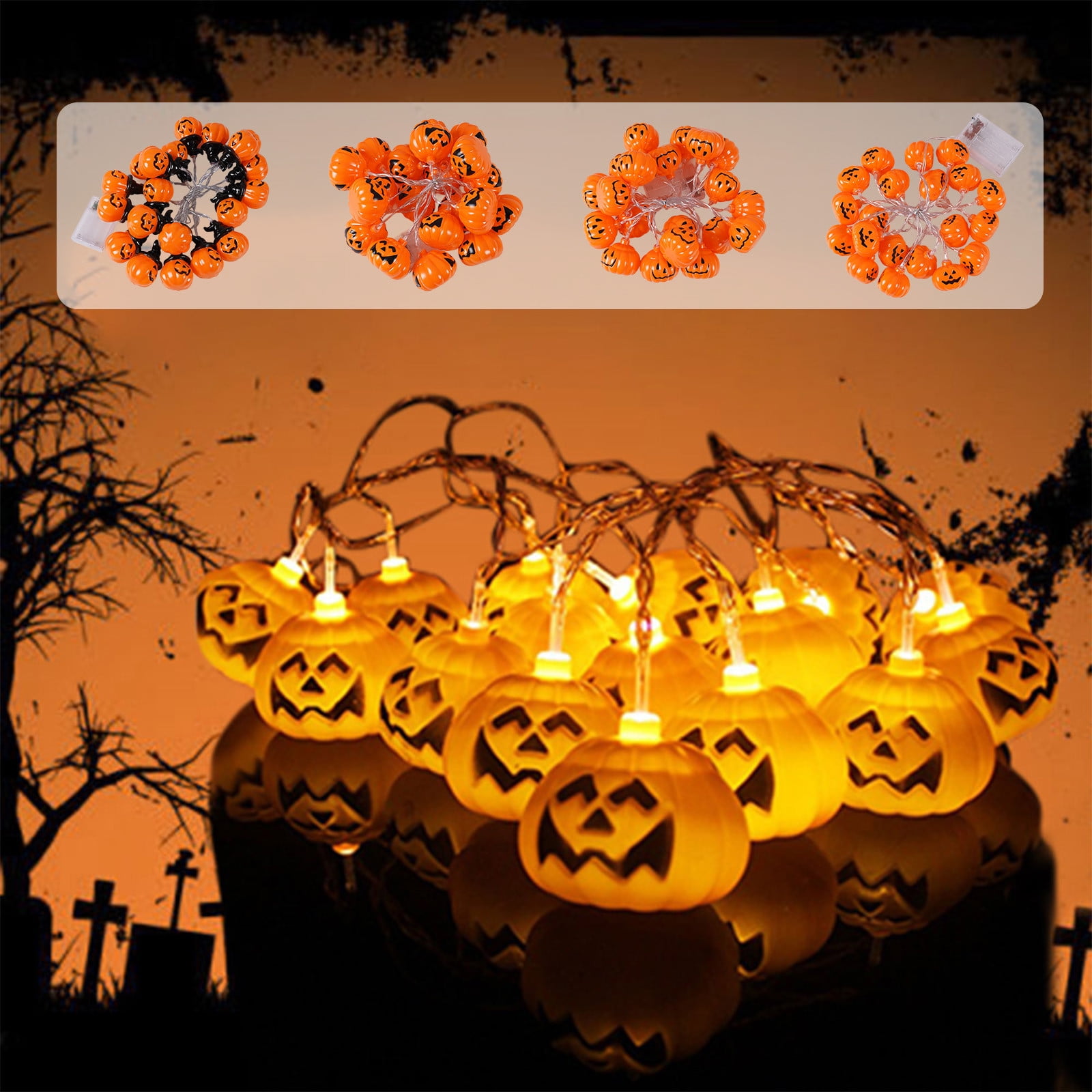 CQCYD under $5 Pumpkin Lights for Hallo-ween Decorations Indoor, Jack-o ...