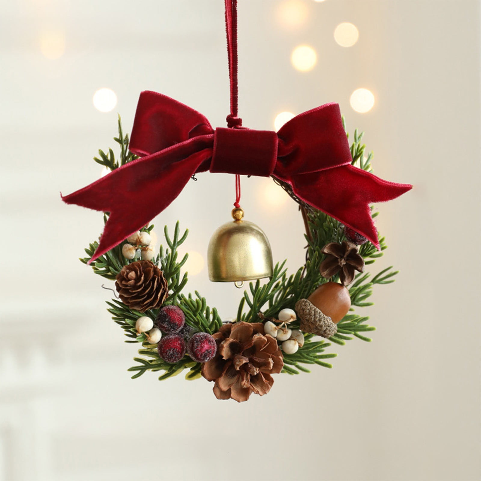 CQCYD under $5 Small Christmas Wreath with Bow and Bell, Decorative ...