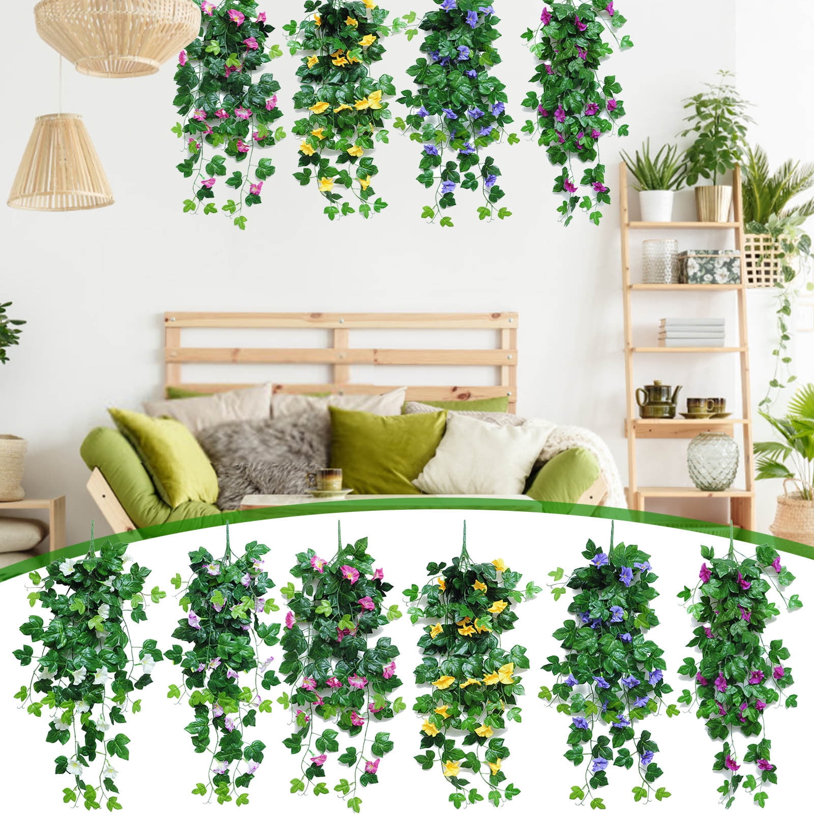 CQCYD under $5 Artificial Flowers Hanging Plants Indoor Outdoor Fake ...