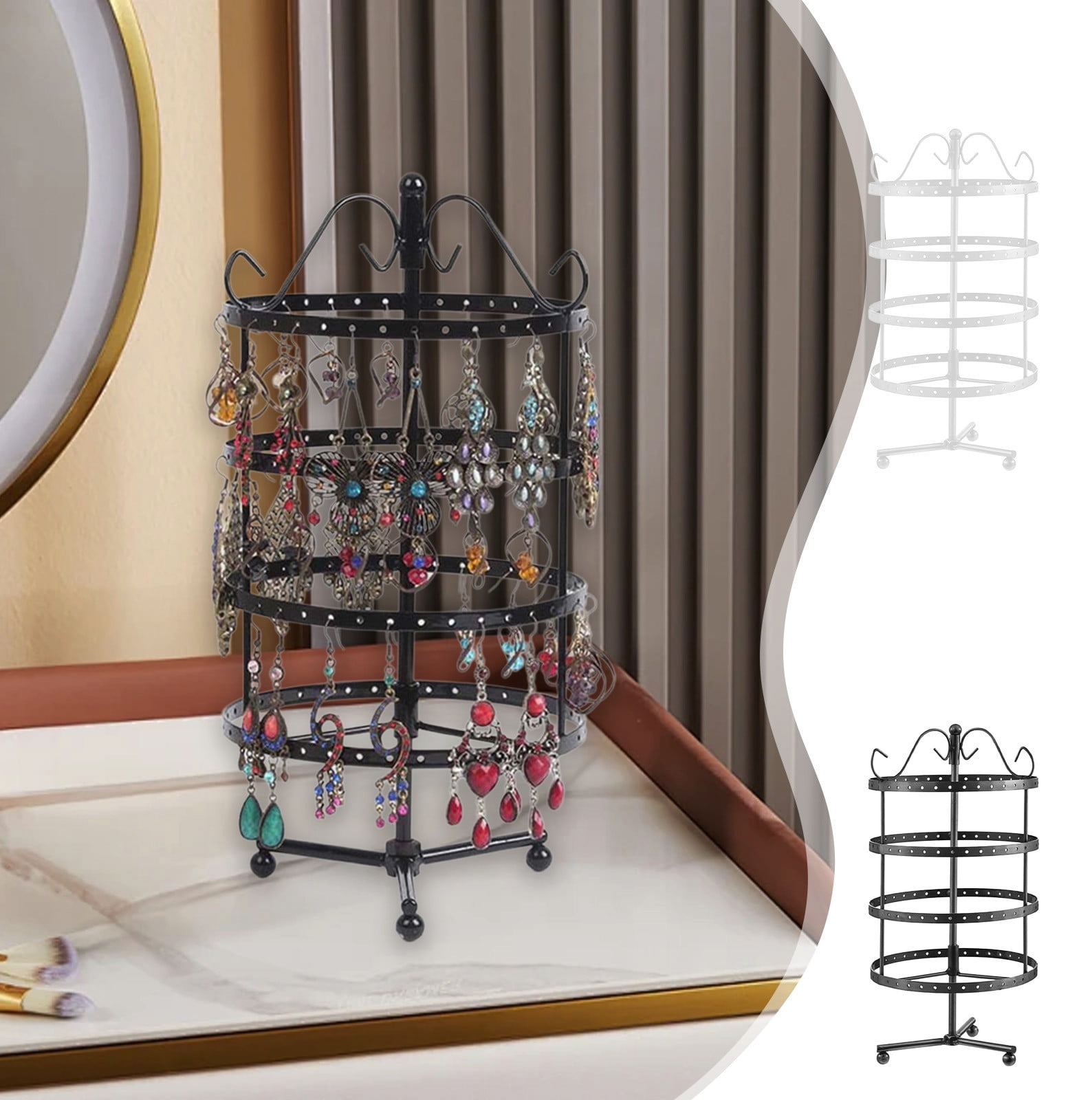 CQCYD Clearance under $5 Earring Holder Organizer Stand, 4 Tiers Earring Holders Organizer 360 ...