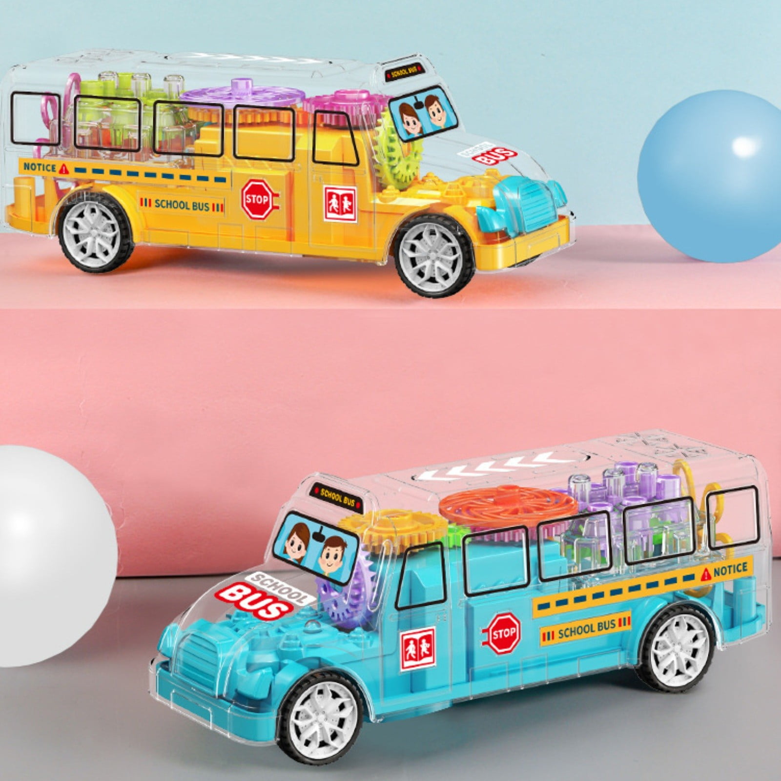 CQCYD Toys under $5 Light Up Bus Toy Cars for Kids, Transparent Bus ...