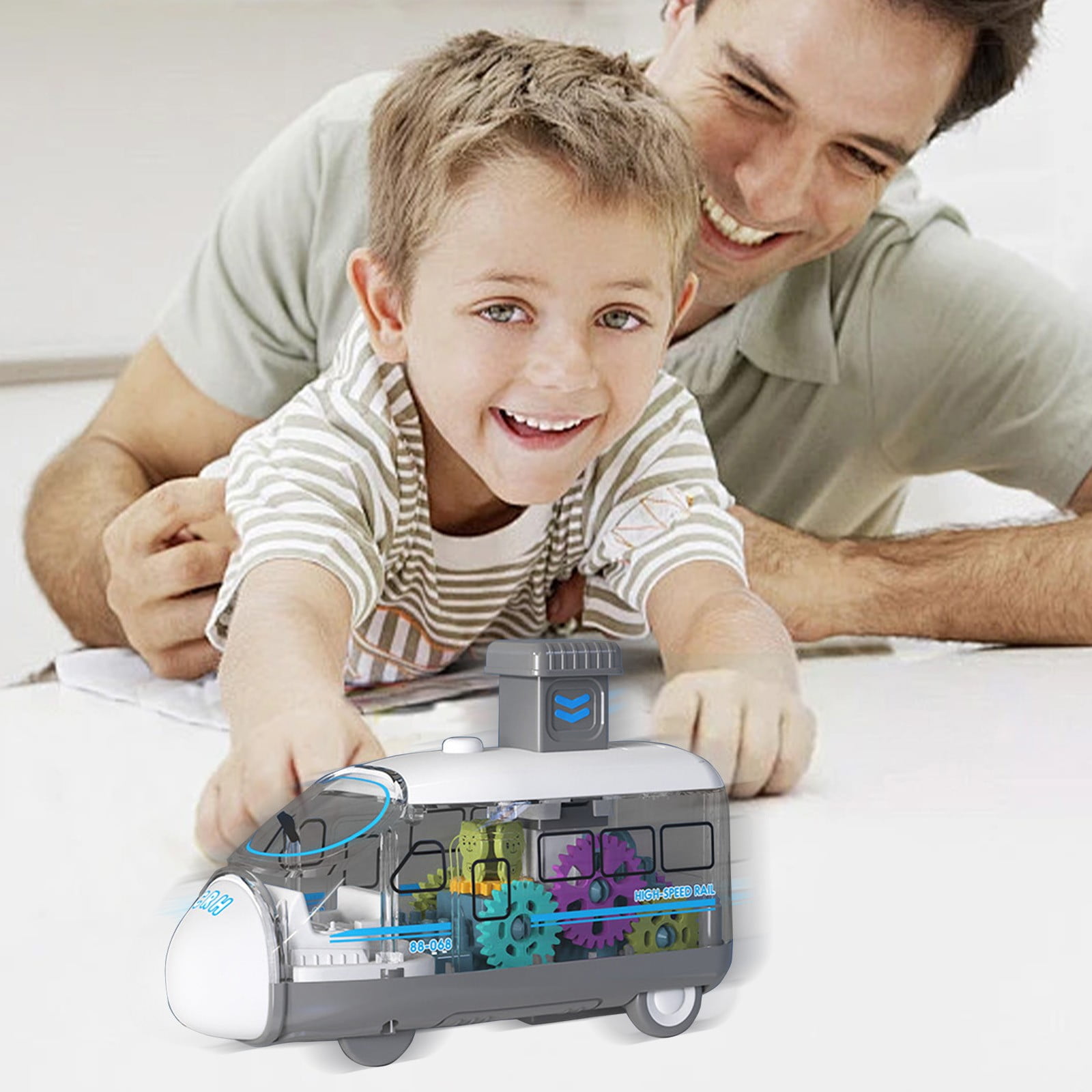 CQCYD Toys under $5 Light Up Train Toy for Toddlers: Transparent Gear ...