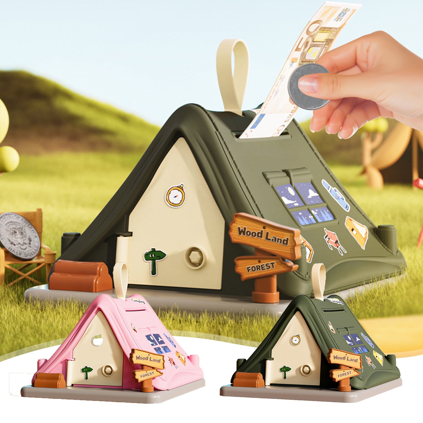 CQCYD Toys under $5 Piggy Bank, Cute Tent Coin Money Bank, Unbreakable ...