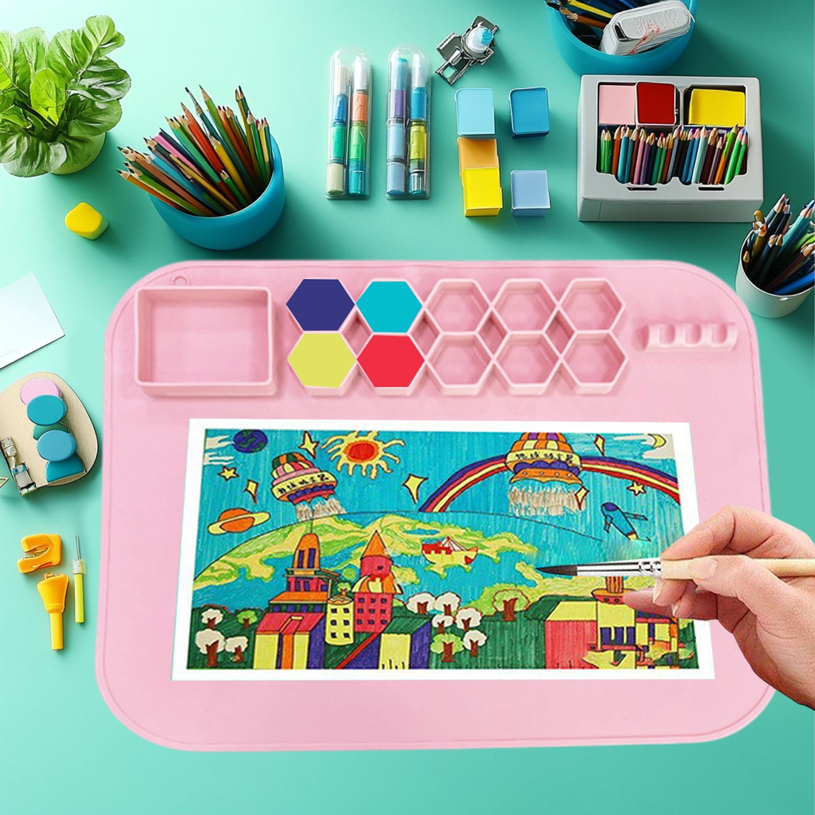CQCYD Toys under $5 Silicone Craft Mat with Removable Cleaning Cup and ...