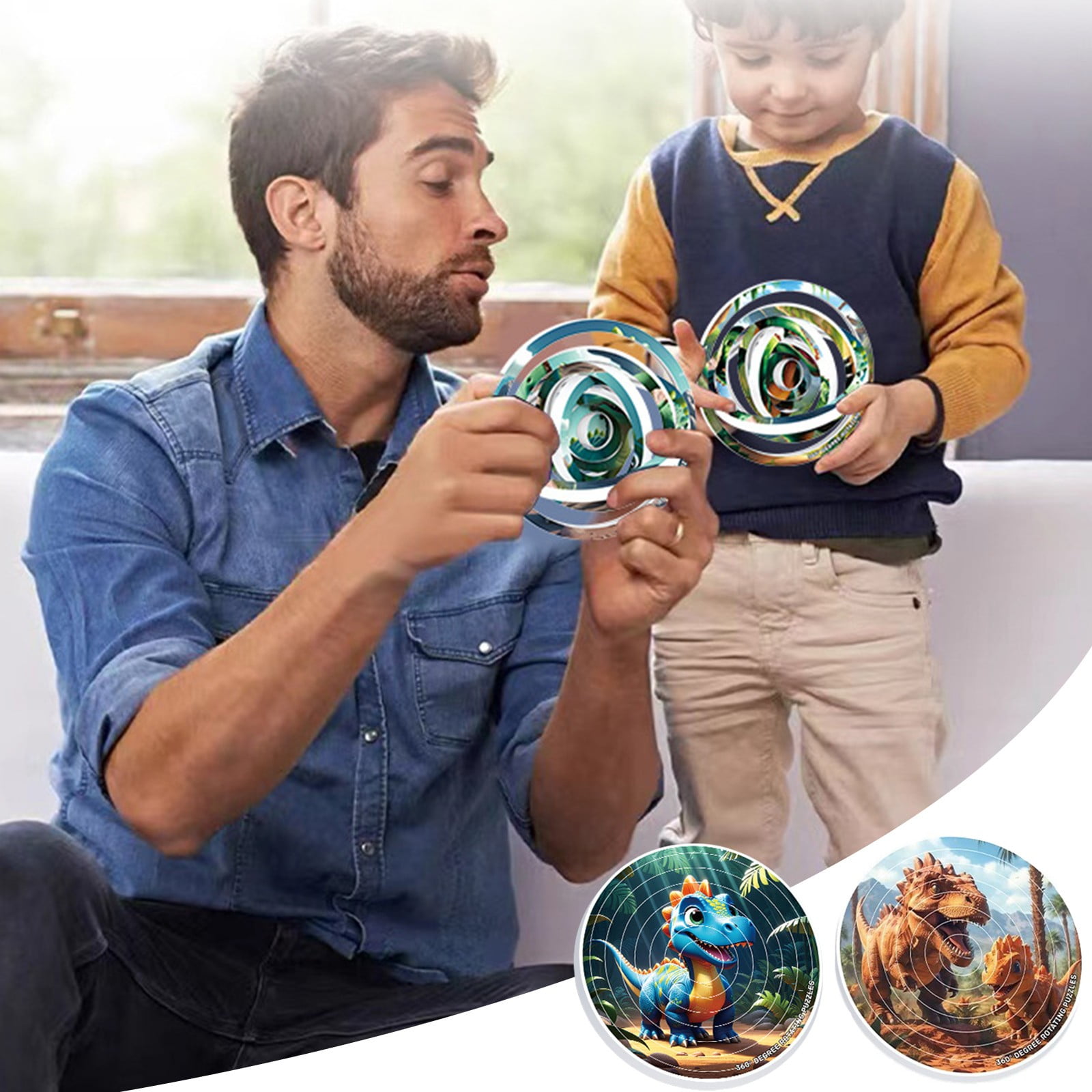 CQCYD Toys under $5 Dinosaur Spin Flip Puzzle, Brain Teaser Fidget Toy ...