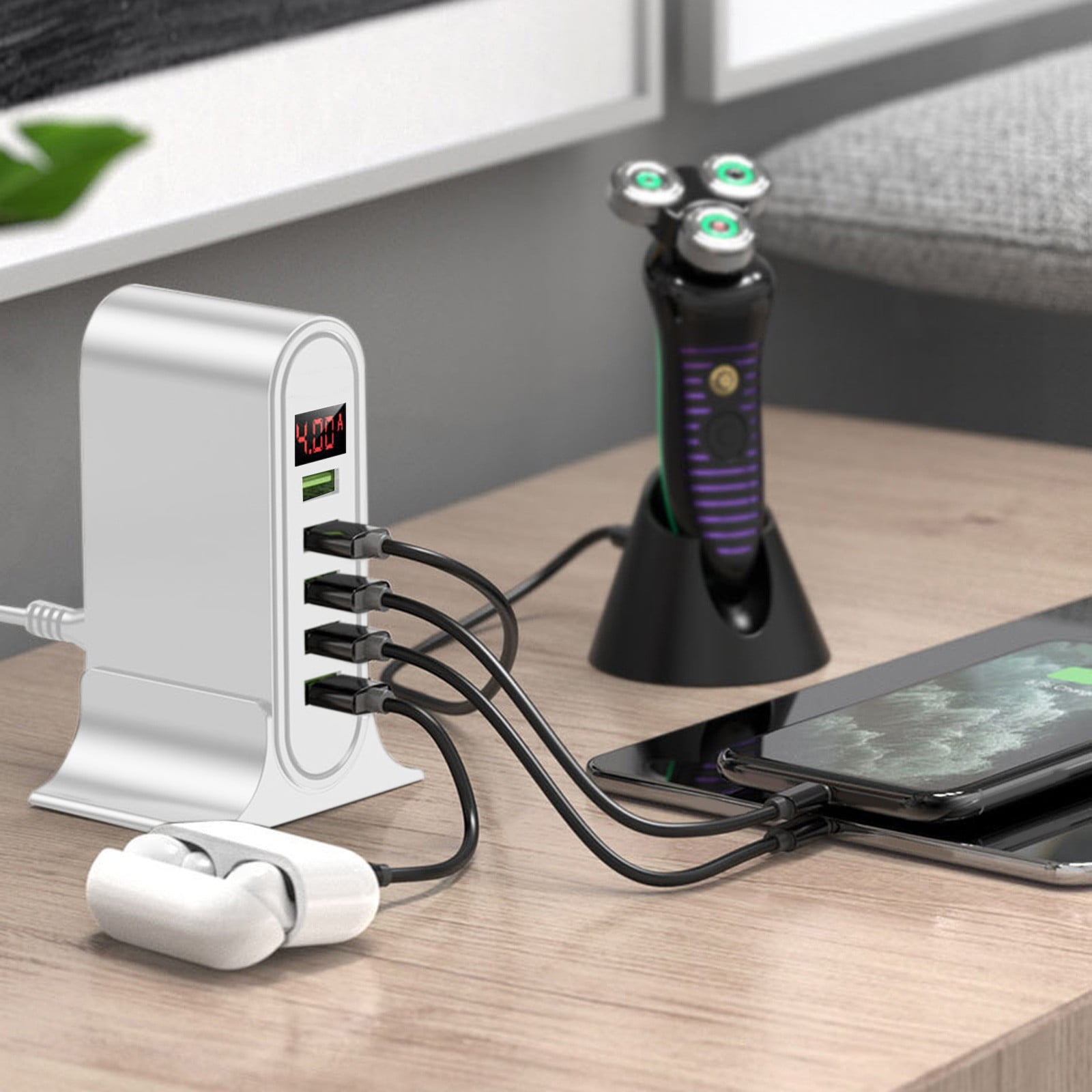 CQCYD Five Port USB Fast Charger, Smart Digital Display Charging ...