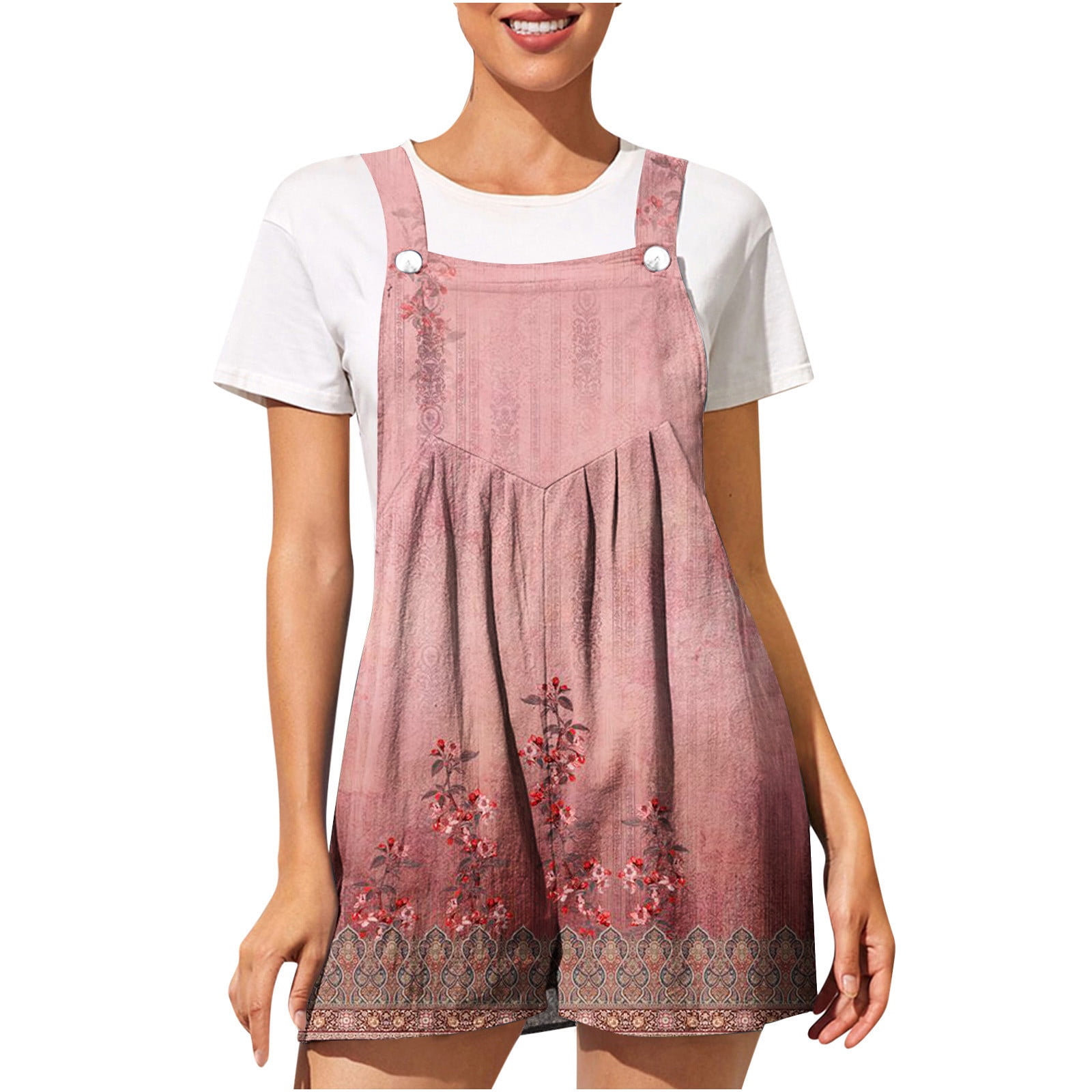 CQCYD Jumpsuits for Women, Women's Printed Button Pocket One-Piece ...