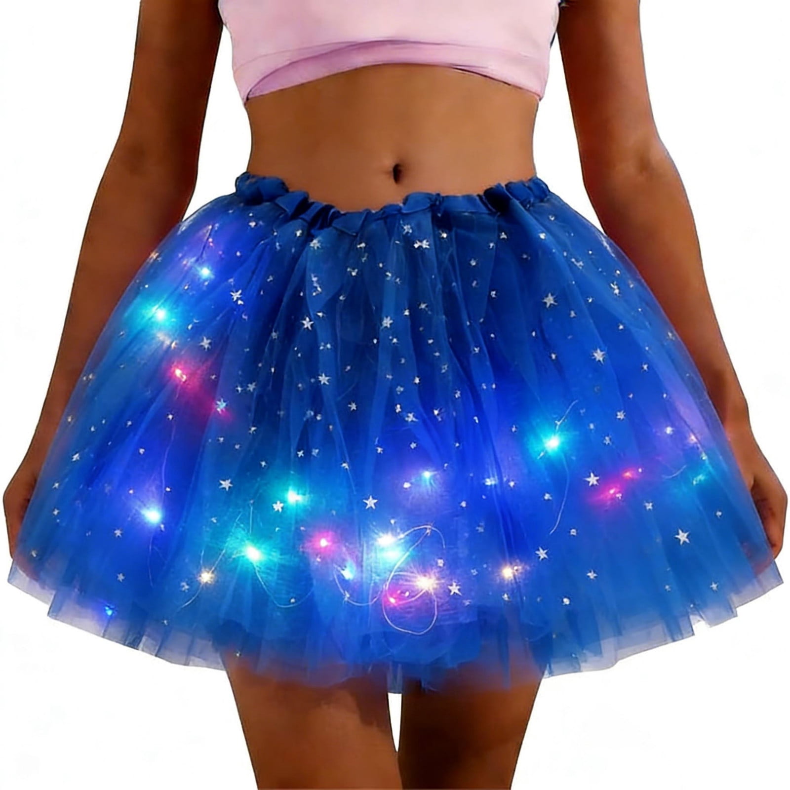 CQCYD LED Glitter Skirt for Women, Light-Up LED Tutu Skirt, Semi-Sheer ...