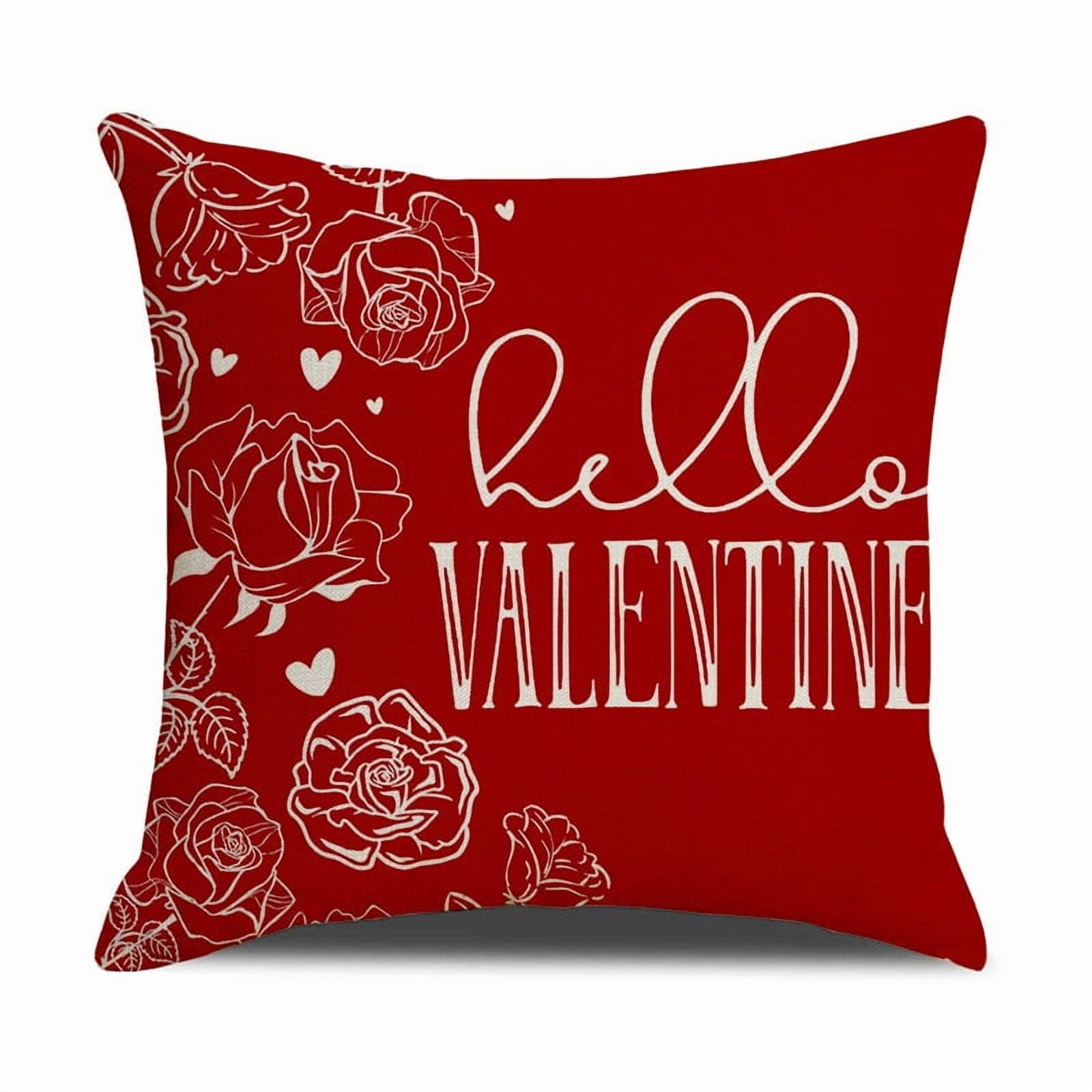 CQCYD Valentine's Day Heart Pillow Cover, Red Striped Decorative Throw ...