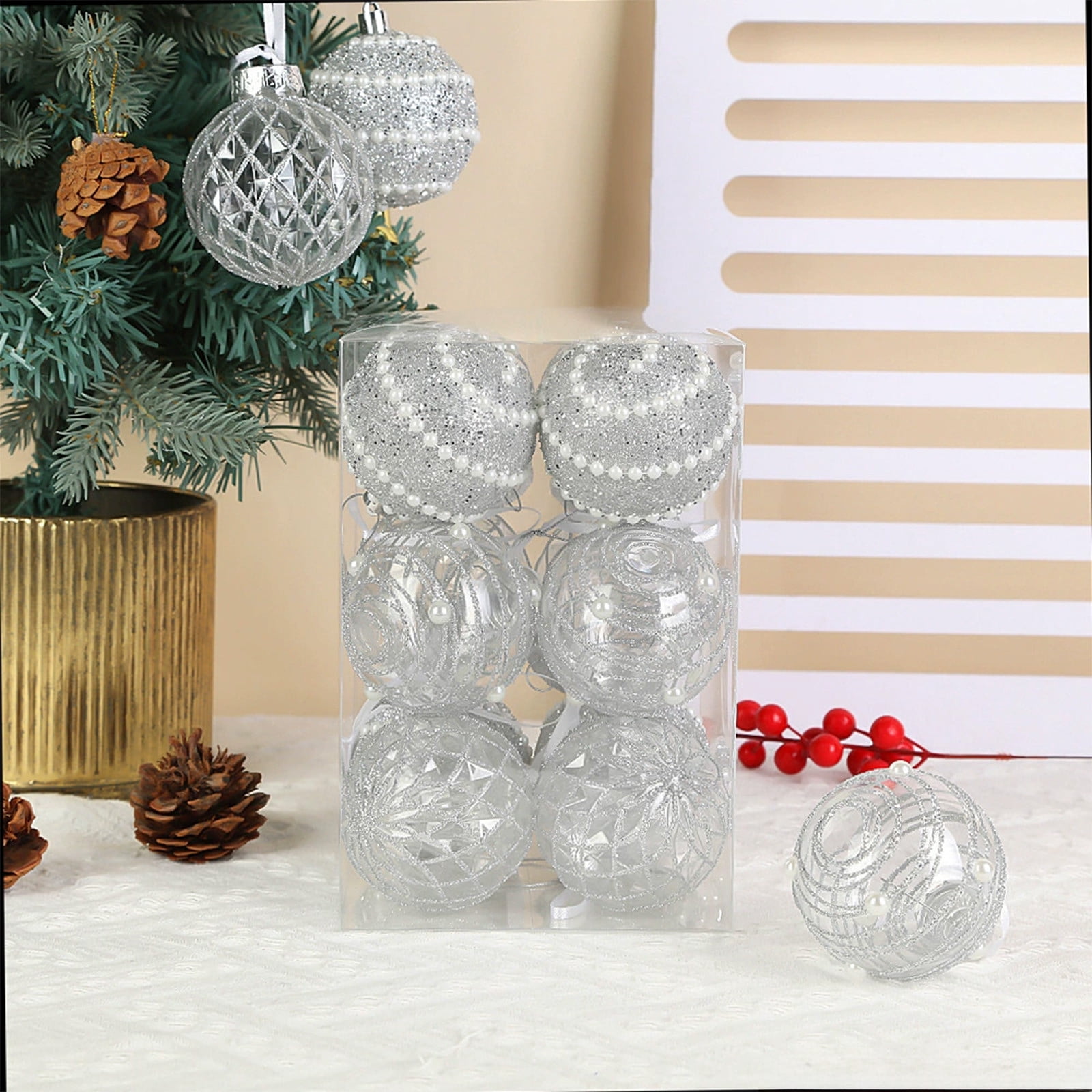 CQCYD under $5 6PCS Christmas Balls Ornaments, 2.76in/70mm Painted ...