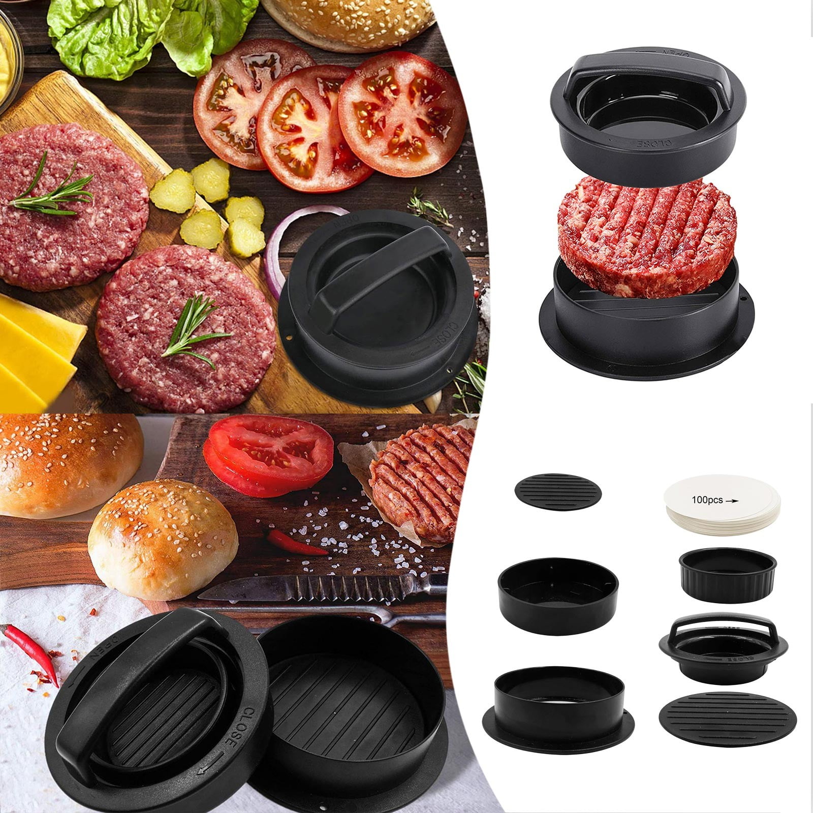 CQININI Bakeware Black Hamburger Pie Circular Patty Plate Barbecue ...