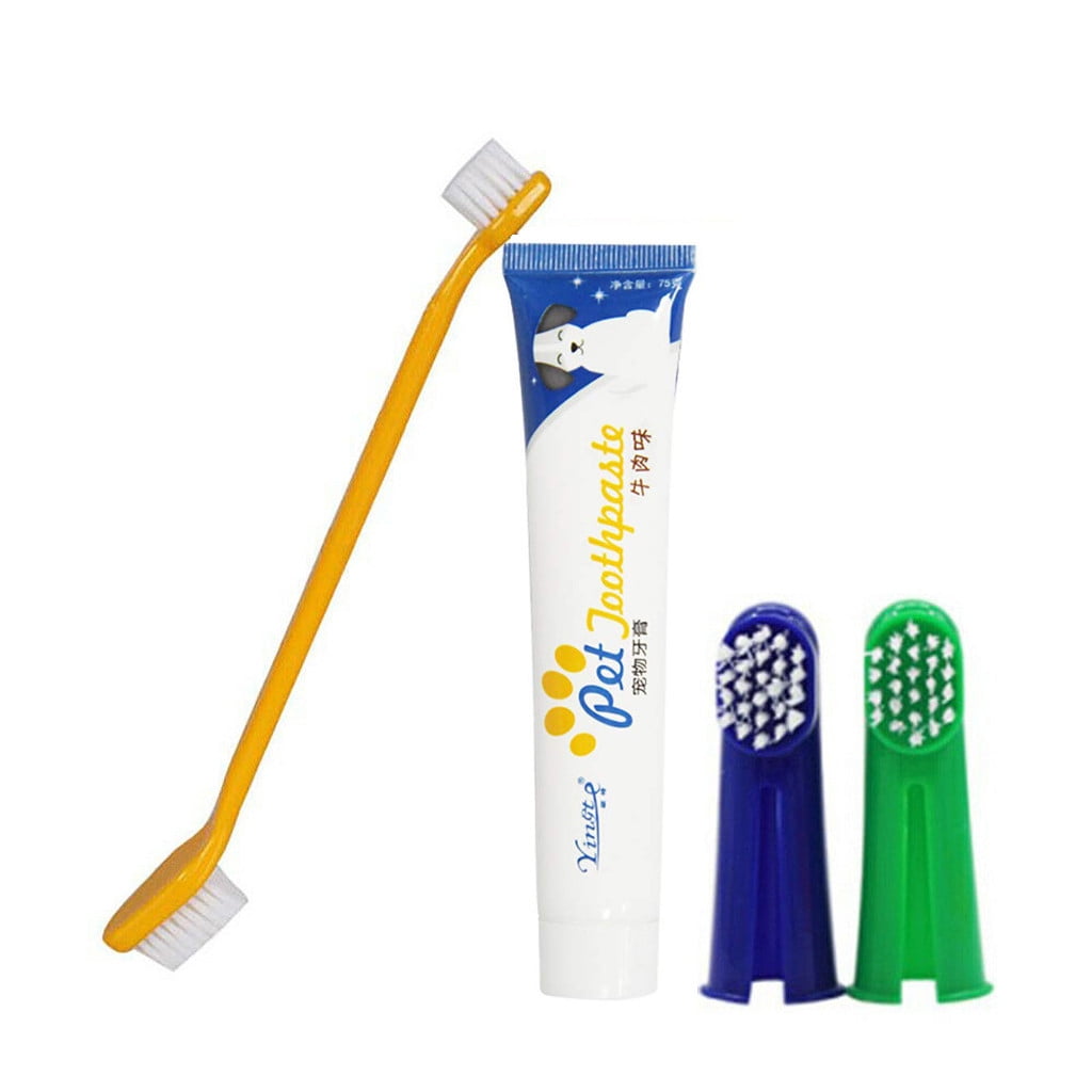 CQININI Bathing Brushes Pet Toothbrush+ Flavour Dog Cat Cleaning Jo ...