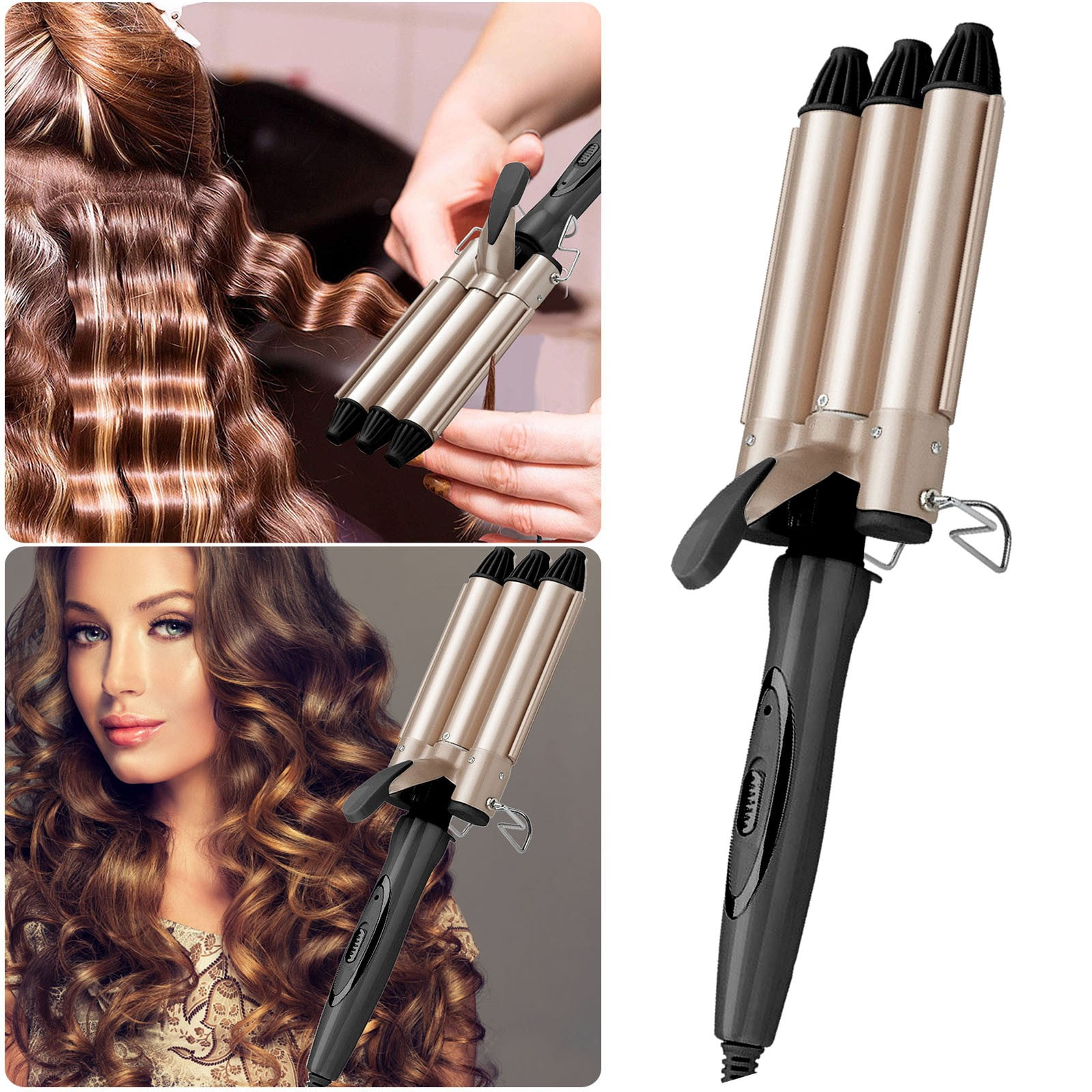 CQININI Curler Curling Wand Curling Interchangeable 3 Barrel Wand ...