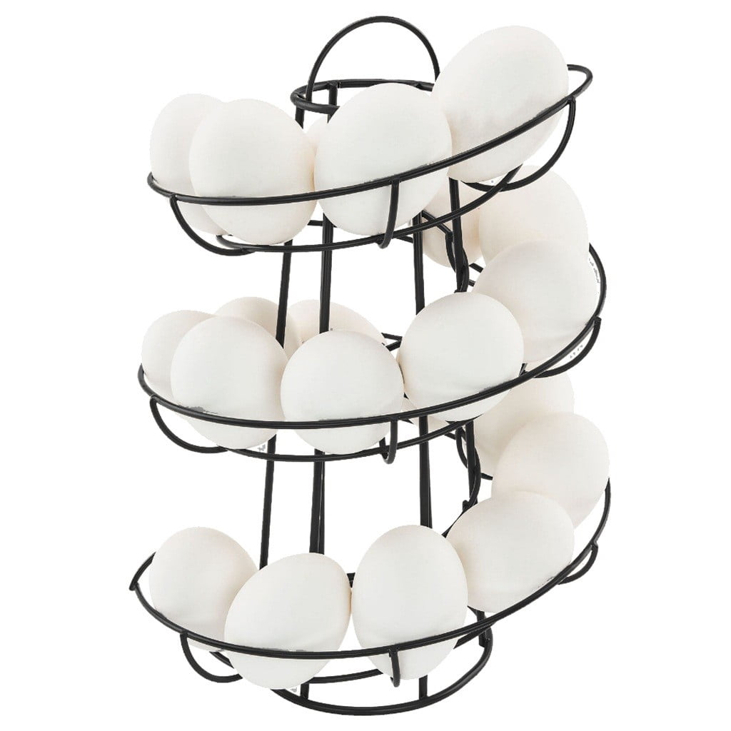 CQININI Egg Skelter Deluxe Spiraling Dispenser Rack Basket Storage ...