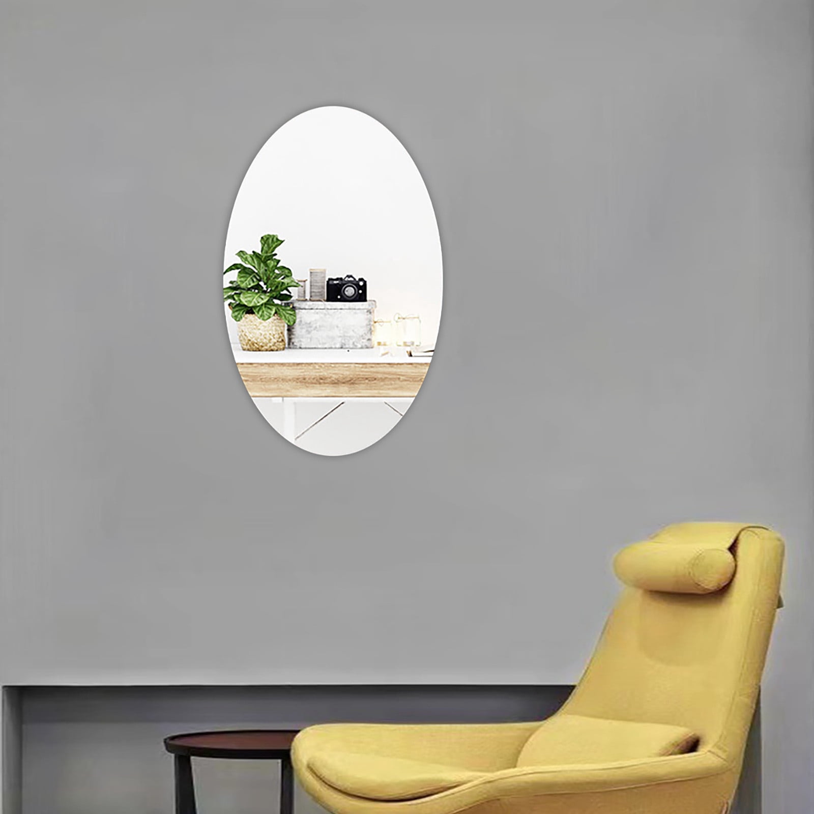 CQININI Make Up Mirror Acrylic Self Wall Punch Soft Home Bathroom ...