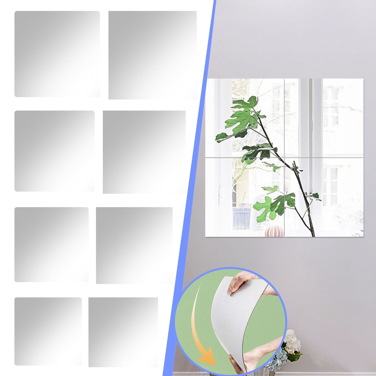 CQININI Make Up Mirror Acrylic Self Wall Punch Soft Home Bathroom ...