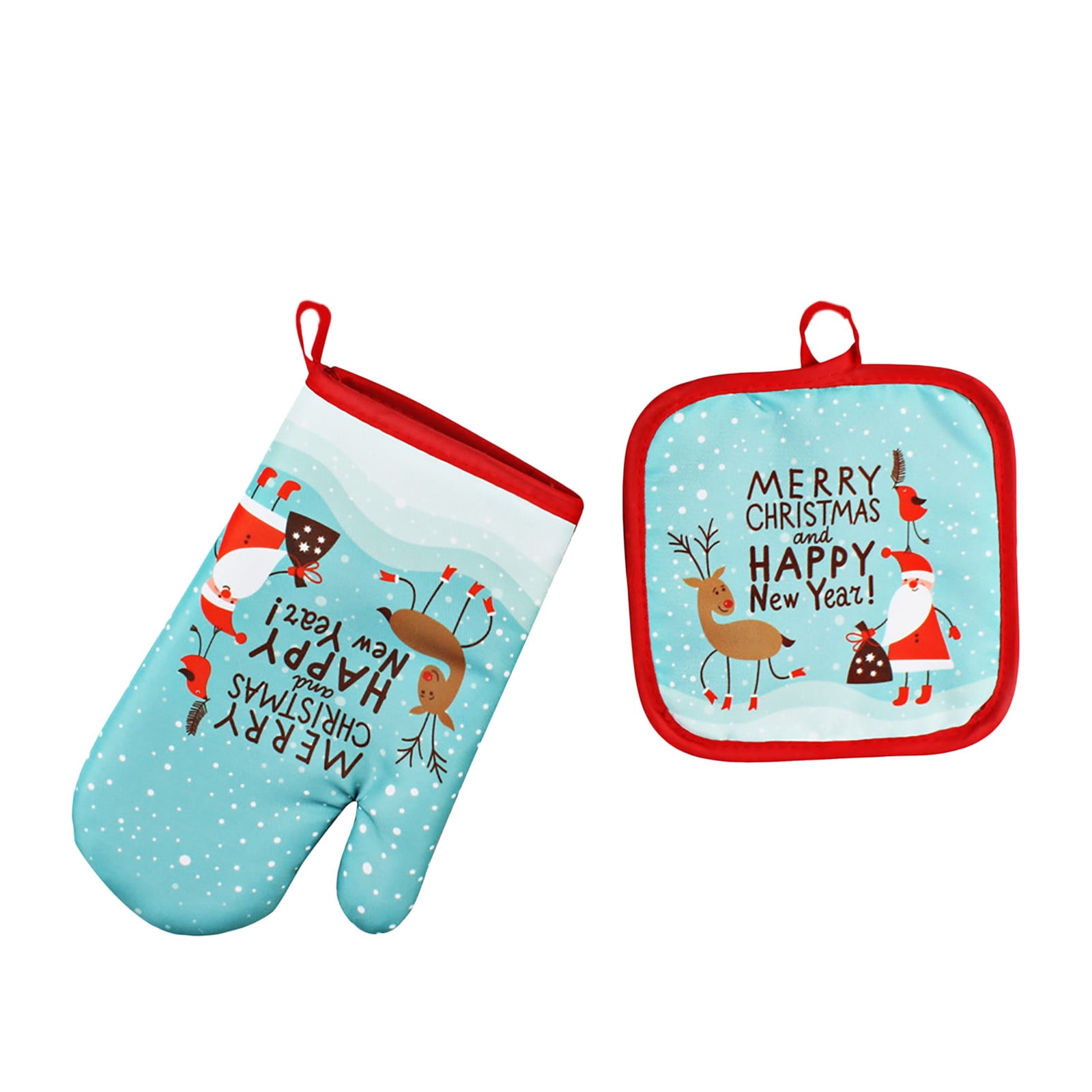 CQININI Oven Mitts Christmas Microwave Oven Set -Scald And High ...