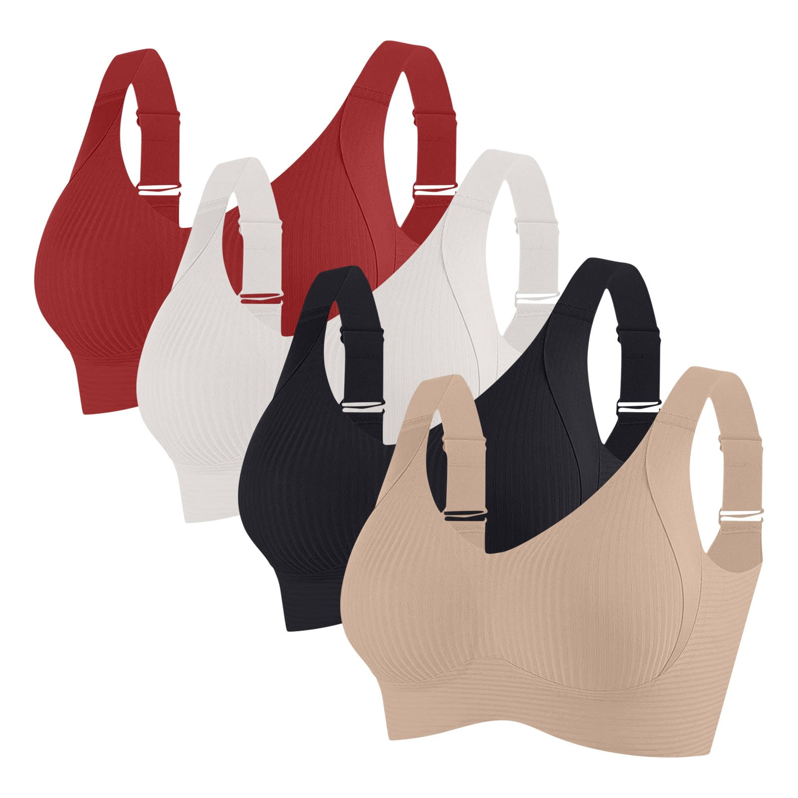 CQONEPT Clearance Plus Size Workout Bras for Women 4 Pack High Impact ...