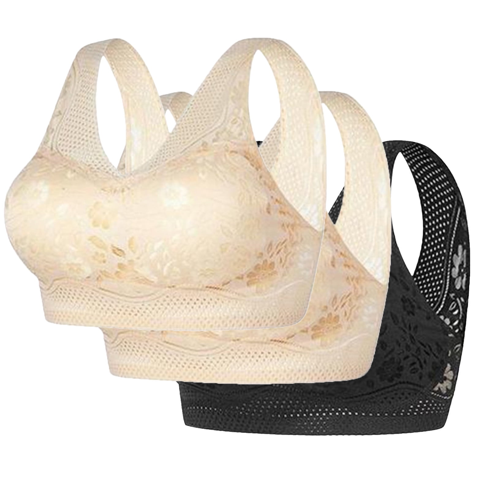 CQONEPT Clearance Wireless Bras for Women 3 Pack Full Coverage Wirefree ...