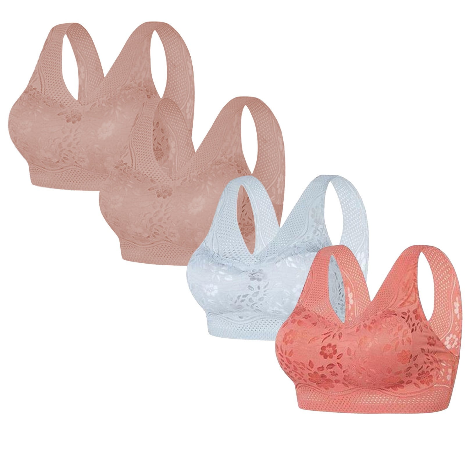 CQONEPT Clearance Wireless Bras for Women 4 Pack Push Up Bra Bra Comfy ...