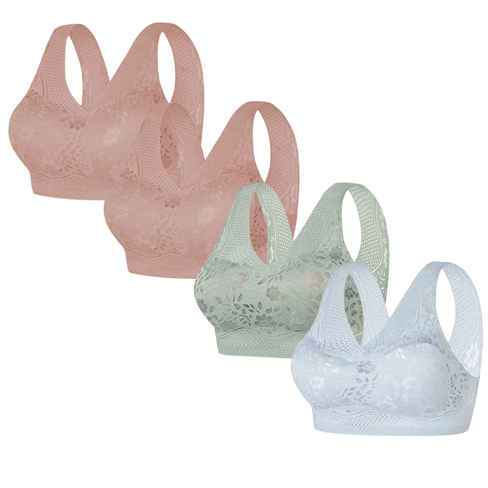 CQONEPT Clearance Wireless Bras for Women 4 Pack Push Up Bra Bra Comfy ...