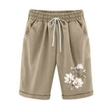 CQONEPT Half Pants for Womens Printed Elastic Waist Leisure Baggy ...