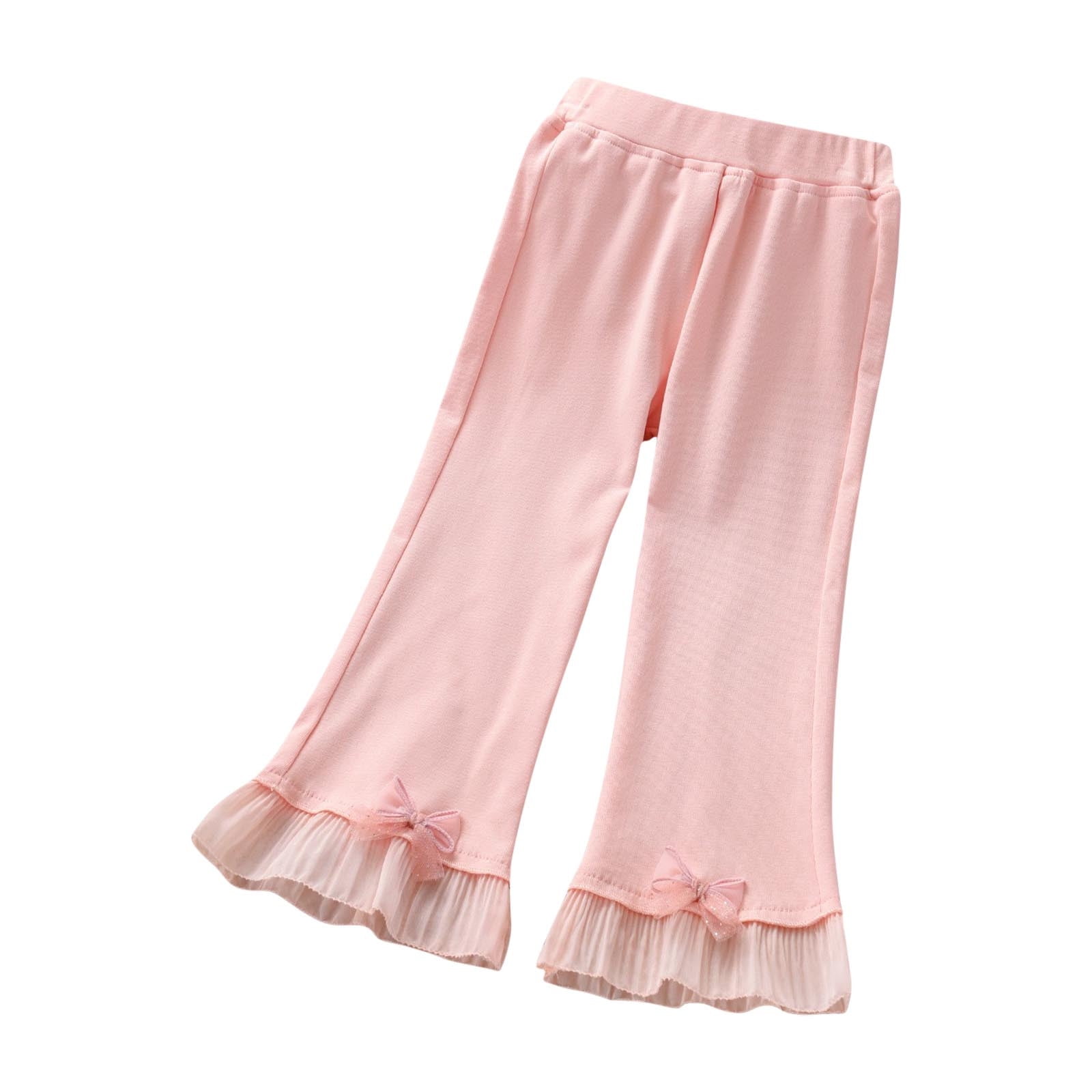 CQONEPT Kids Girls Casual Pant Lace Bowknot Baggy Pants Bell Bottom ...