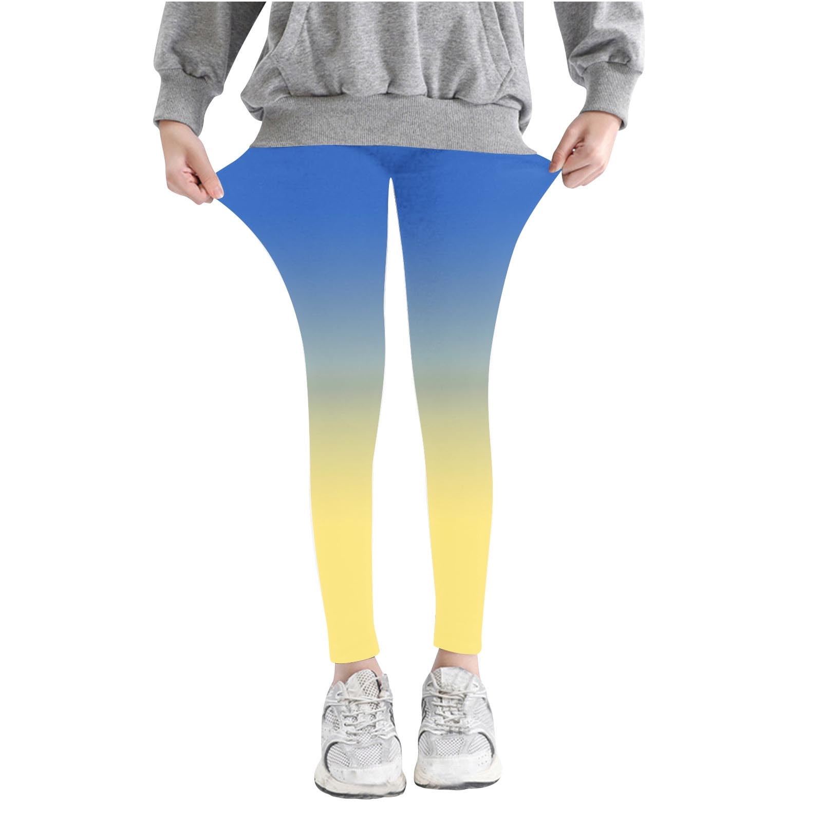 CQONEPT Kids Girls Color Block Pants Skinny Leg Stretchy Tights ...