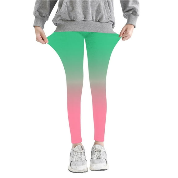 CQONEPT Kids Girls Color Block Pants Skinny Leg Stretchy Tights ...