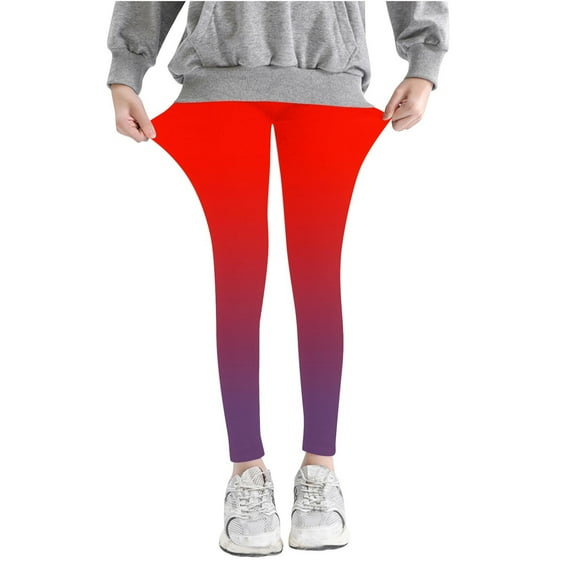 CQONEPT Kids Girls Color Block Pants Skinny Leg Stretchy Tights ...