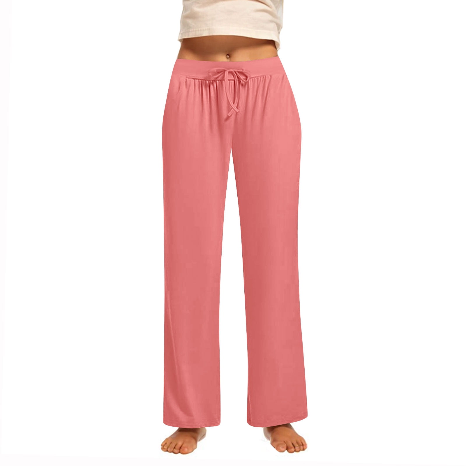 CQONEPT Kids Girls Side Split Pants Wide Leg Drawstring Casual Jogger ...