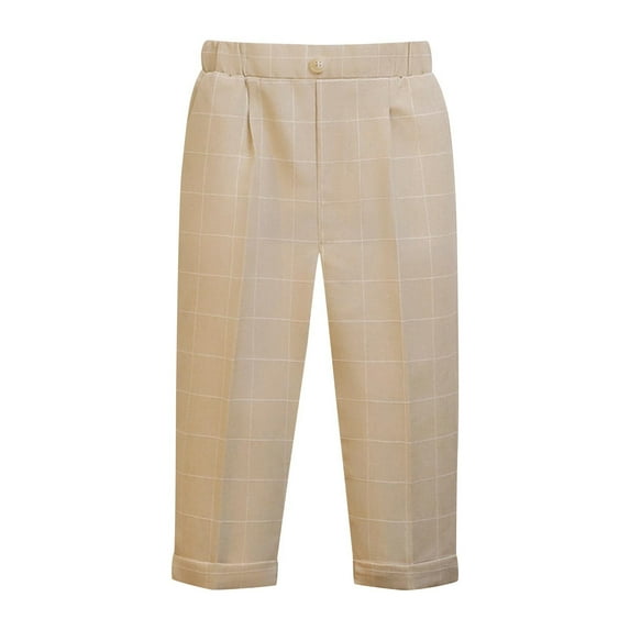CQONEPT Kids Plaid Dress Pants Flat Front Straight Leg School Uniform ...
