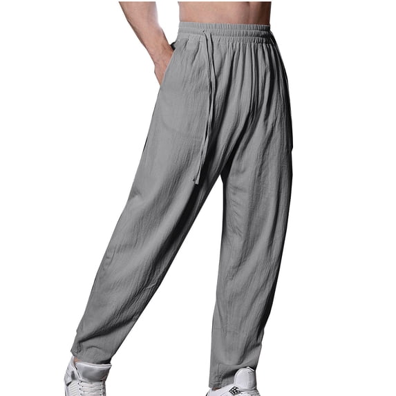 CQONEPT Men Harem Pants Casual Loose Fit Drawstring Pants with Pockets ...