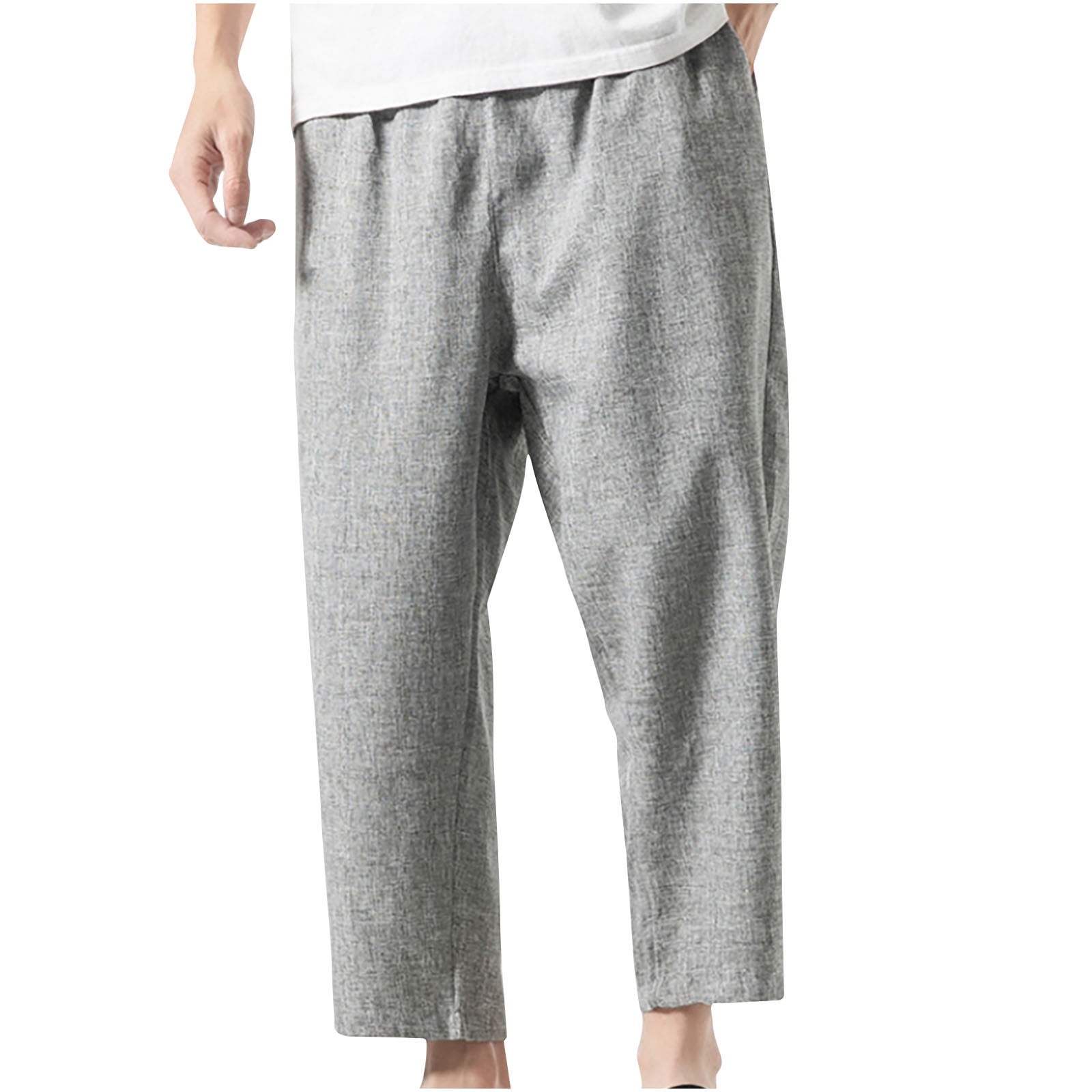 CQONEPT Men's Big and Tall Pants Casual Loose Fit Elastic Waist Pants ...