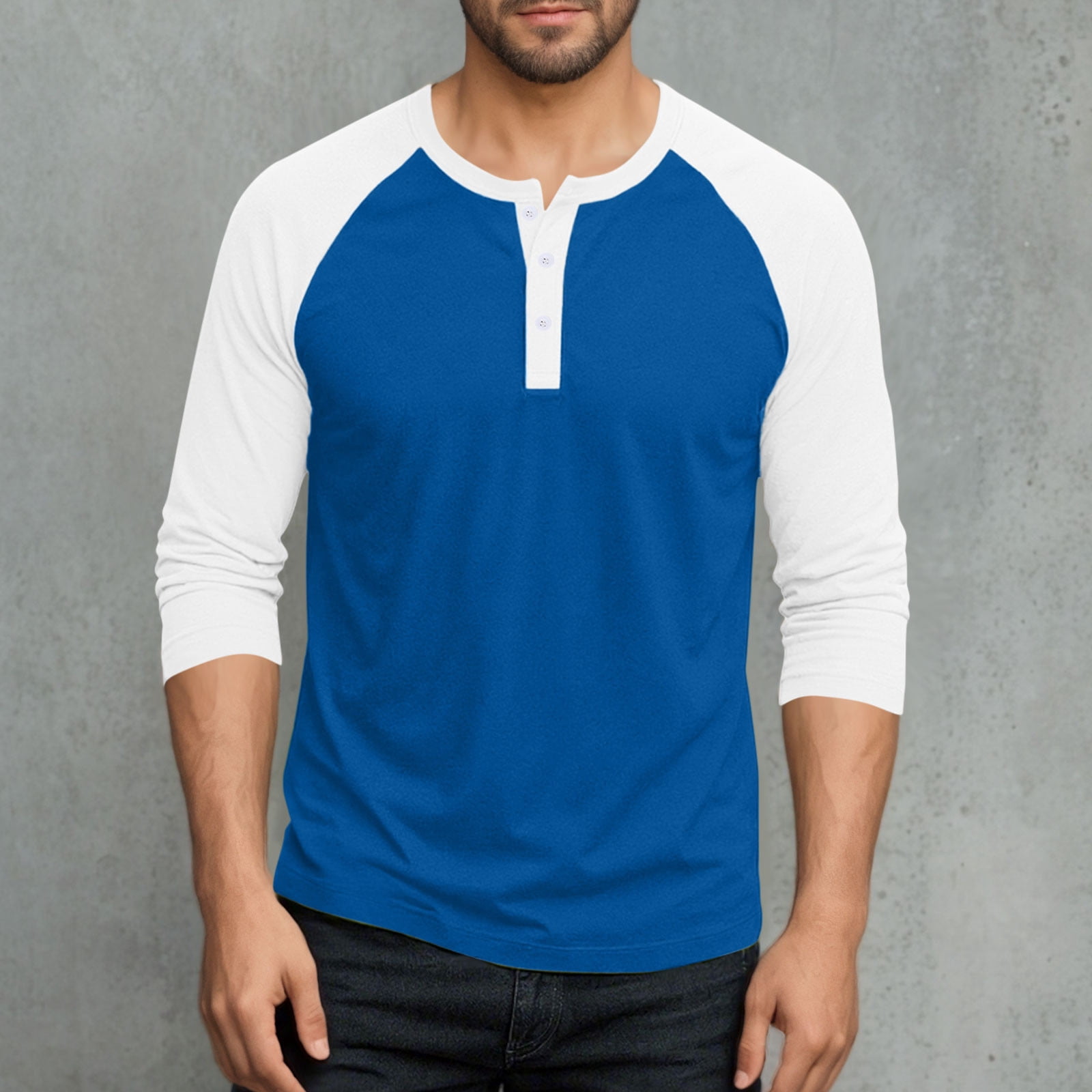 CQONEPT Men's Long Sleeve Tops Crewneck Color Block Tunic Tops Dressy ...