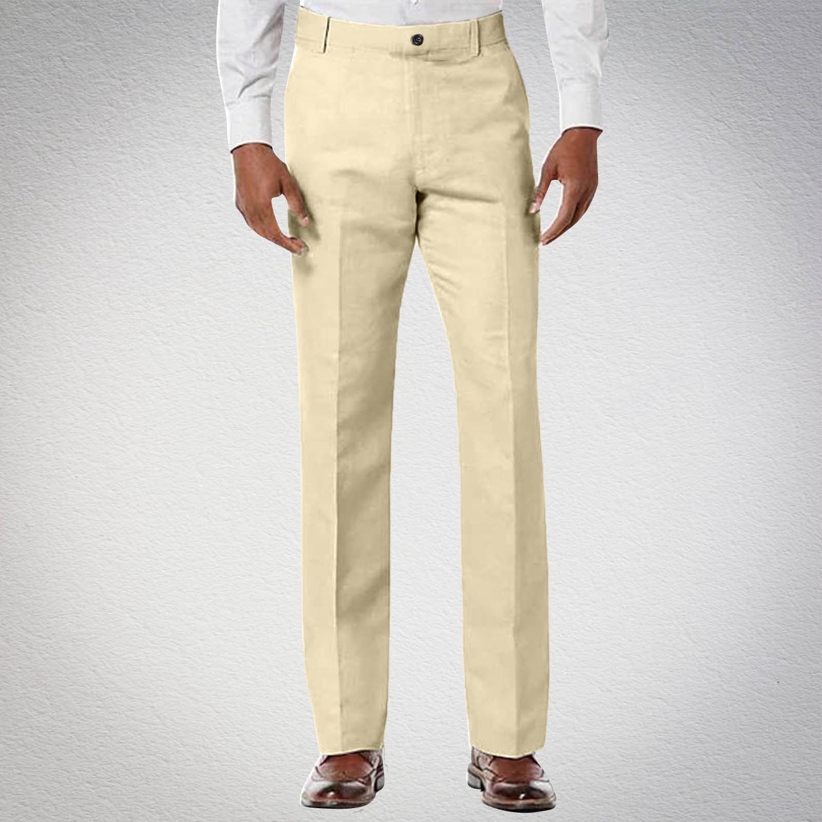 CQONEPT Mens Dress Pants Office Slacks Loose Fit Straight Leg Pant ...