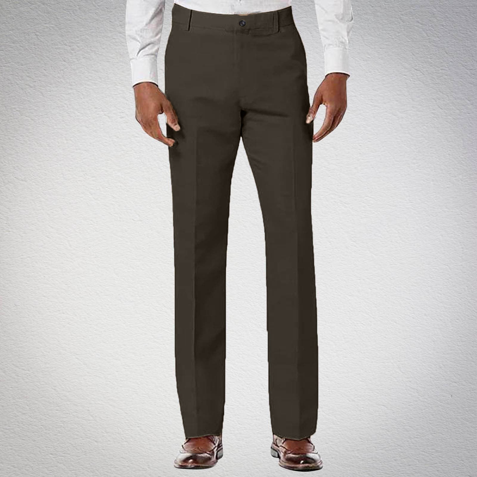 CQONEPT Mens Dress Pants Office Slacks Loose Fit Straight Leg Pant ...