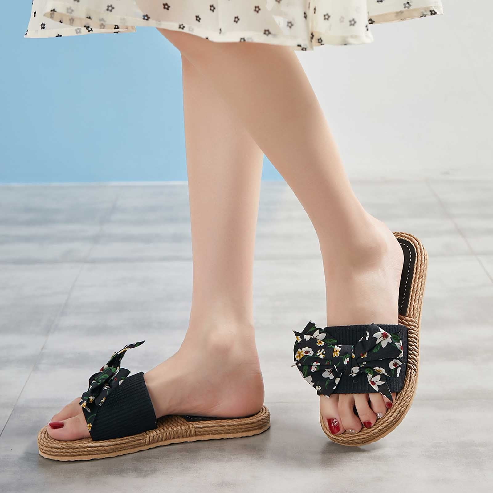 CQONEPT Slide Sandals for Women Dressy Slippers for Summer Flat ...