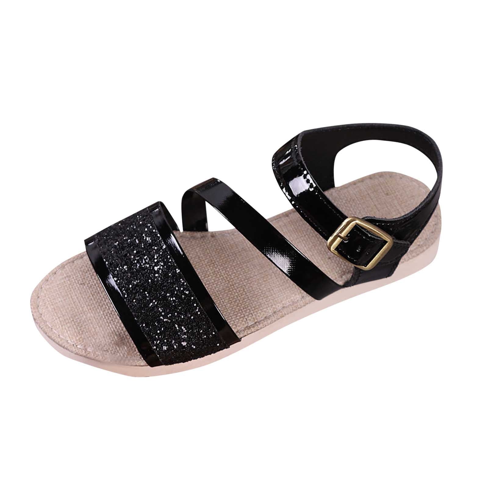 CQONEPT Summer Sandals Cute Slide Sandals,Womens Square Open Toe Flat ...