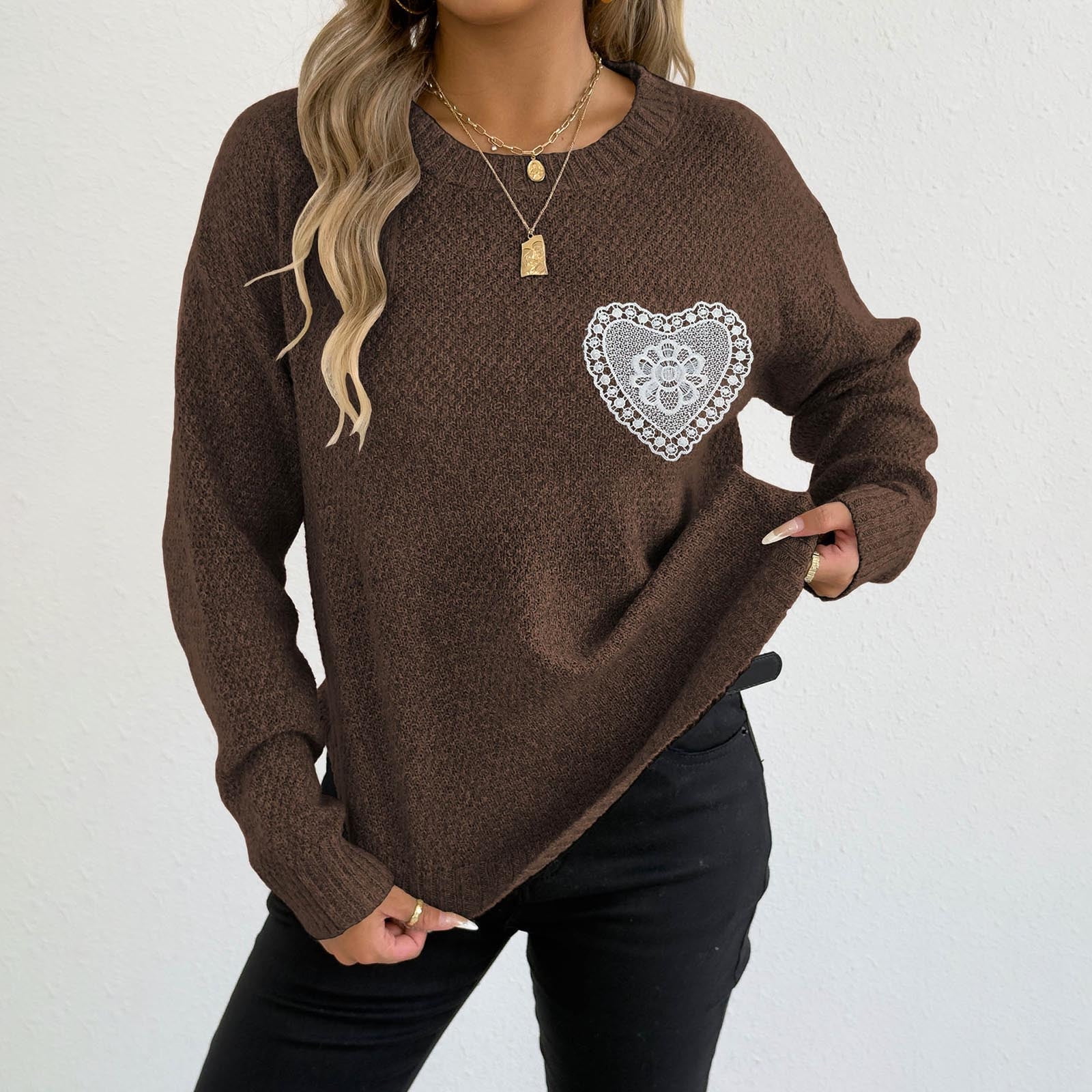 CQONEPT Sweaters for Womens Crewneck Cute Pullover Tops Casual Chunky ...