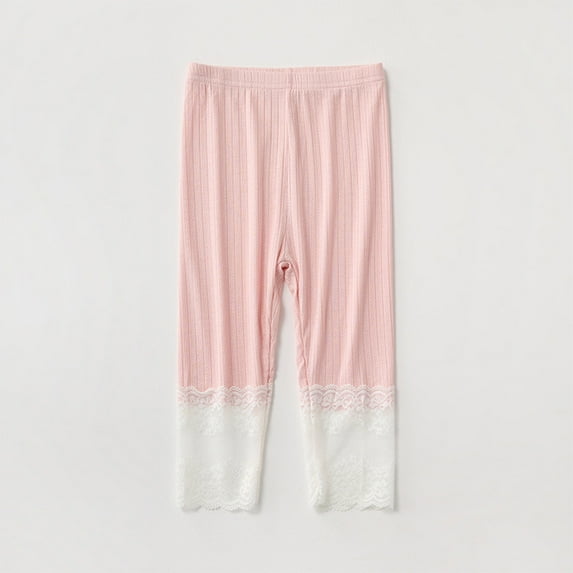 CQONEPT Teen Girl's Capris Pants Lace Patchwork Casual Loose Leggings ...