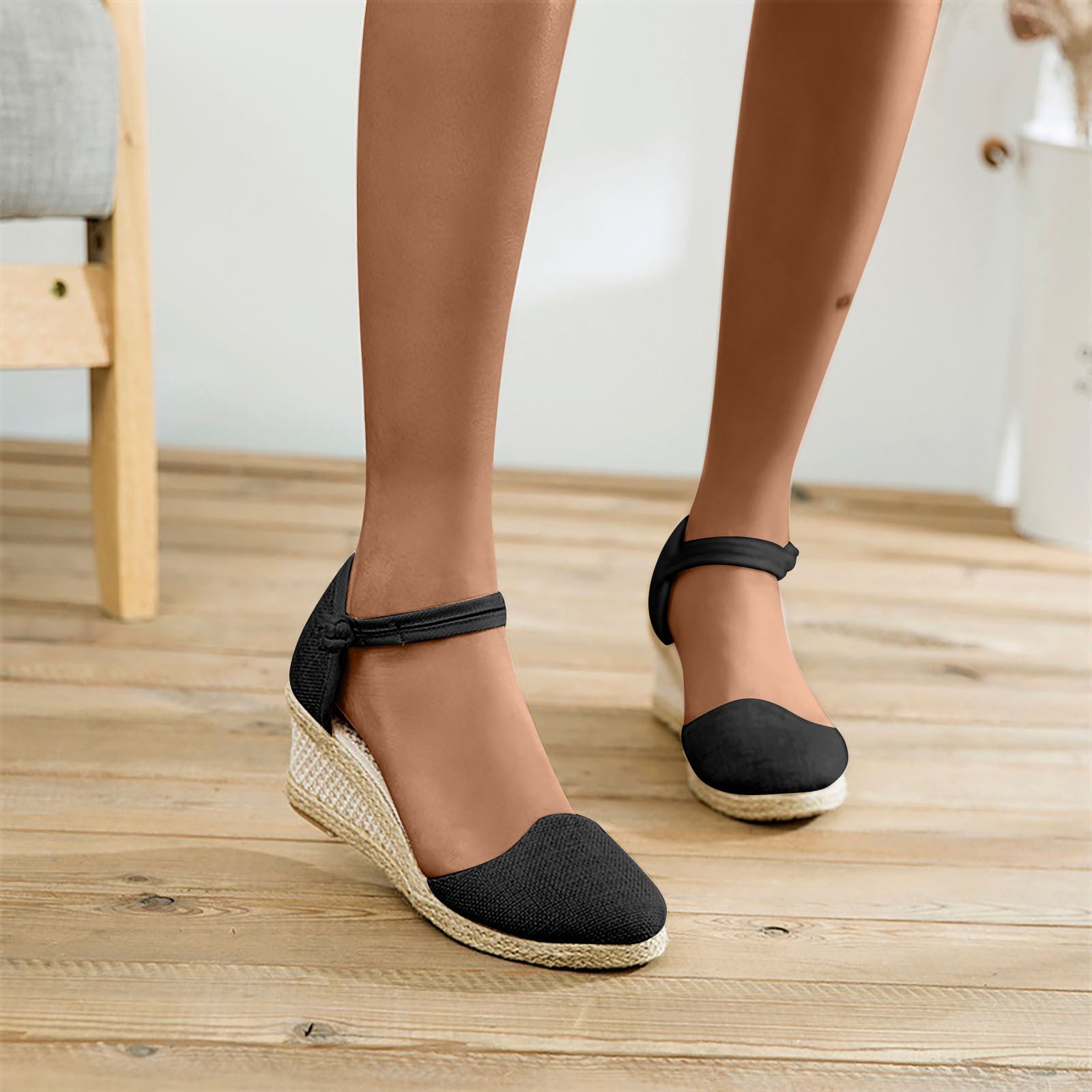 CQONEPT Wedge Espadrilles for Womens Dressy, Lace up Espadrilles Closed ...