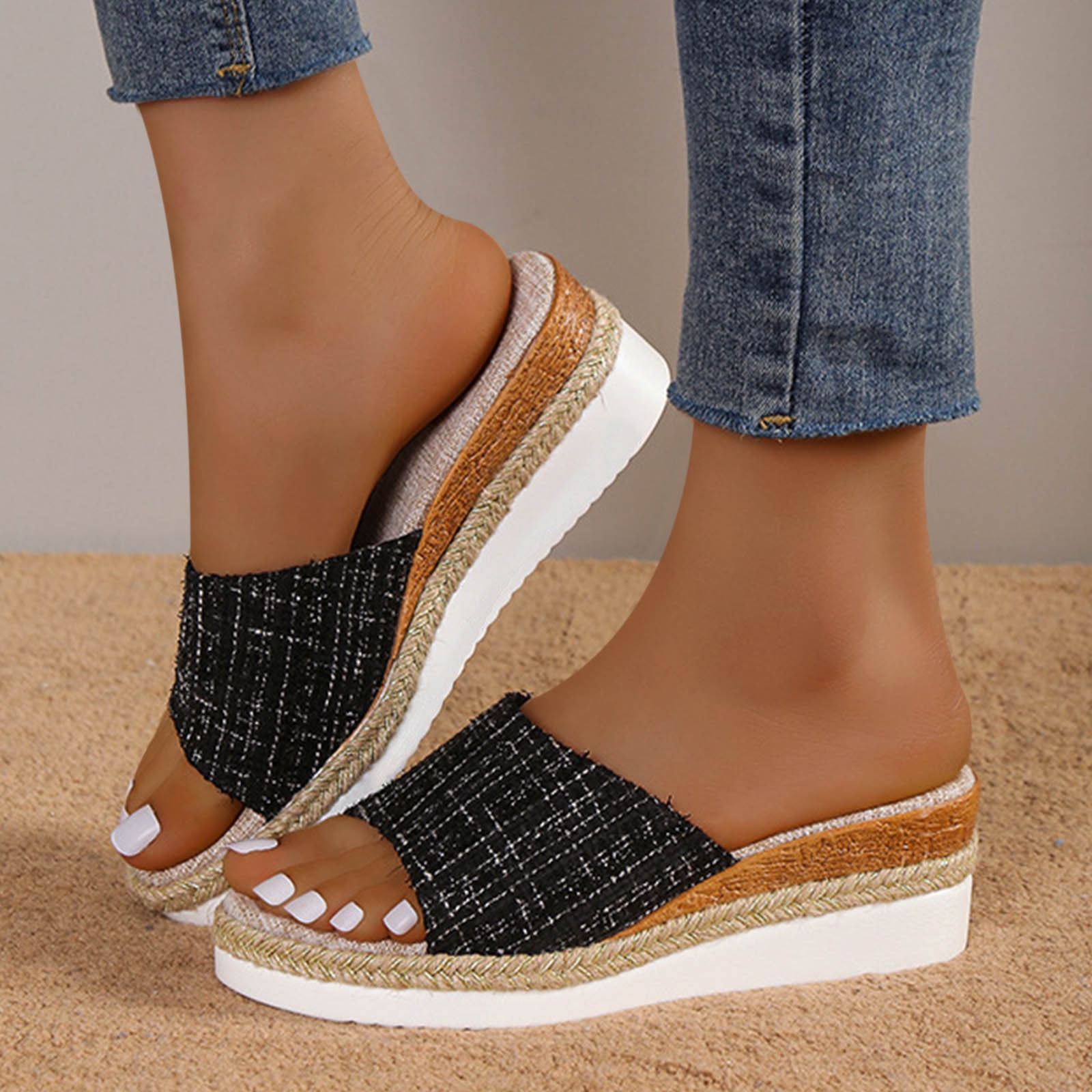 CQONEPT Wedge Sandals for Women Pumps Dressy, Platform Slide Sandals ...