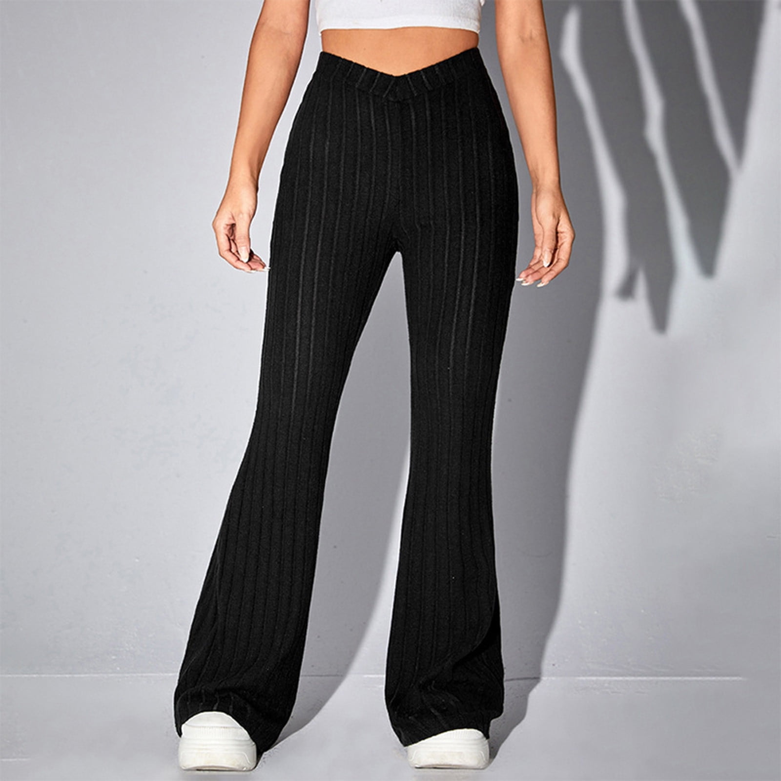 CQONEPT Women's Crossover Yoga Pants Lounge Flared Tummy Control ...