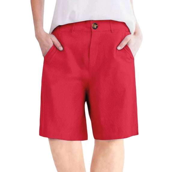 CQONEPT Women's Half Shorts Pants with Pockets Button Lounge Shorts ...