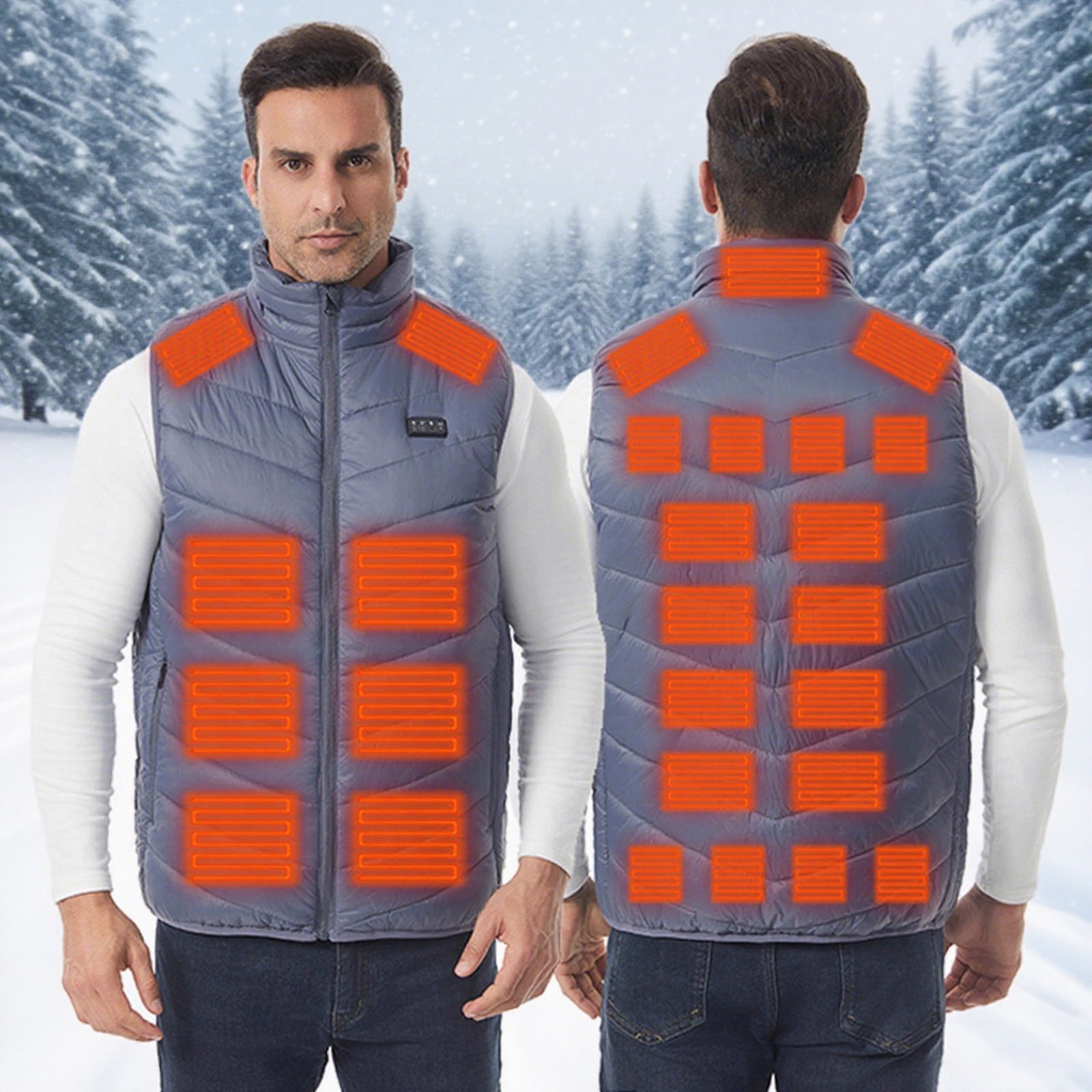 CQONEPT Women's Heat Vest Warming Jacket Full Zip Up Winter Overcoat ...