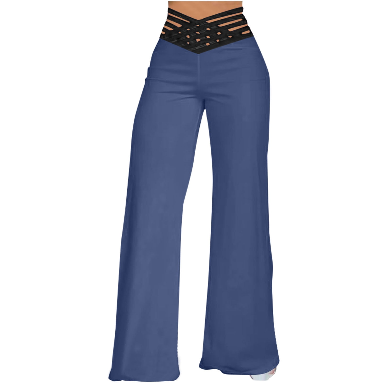 CQONEPT Women's Pants High Waisted Casual Baggy Wide Leg Pants ...
