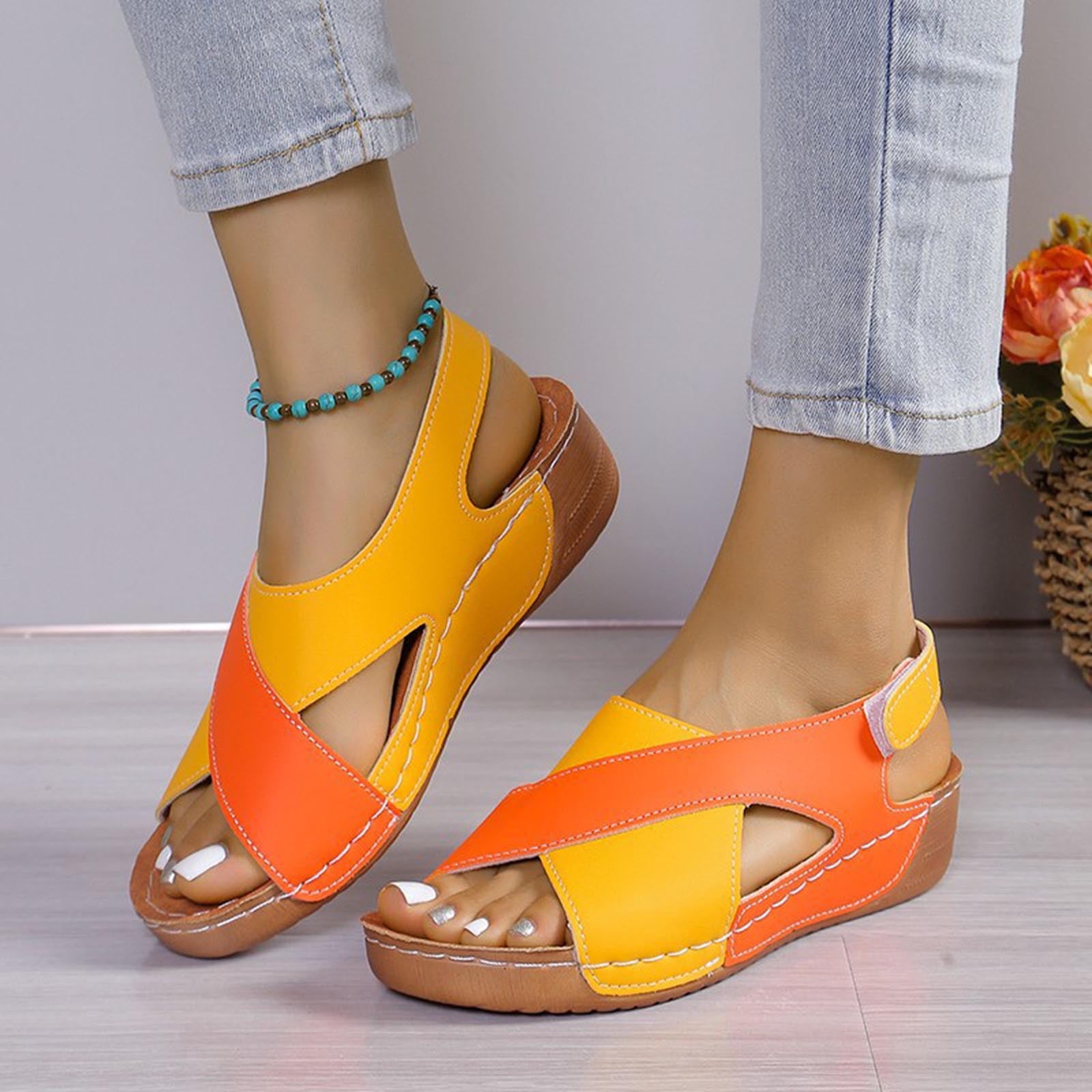 CQONEPT Women's Platform Sandals Arch Support Beach Slides for Woman ...